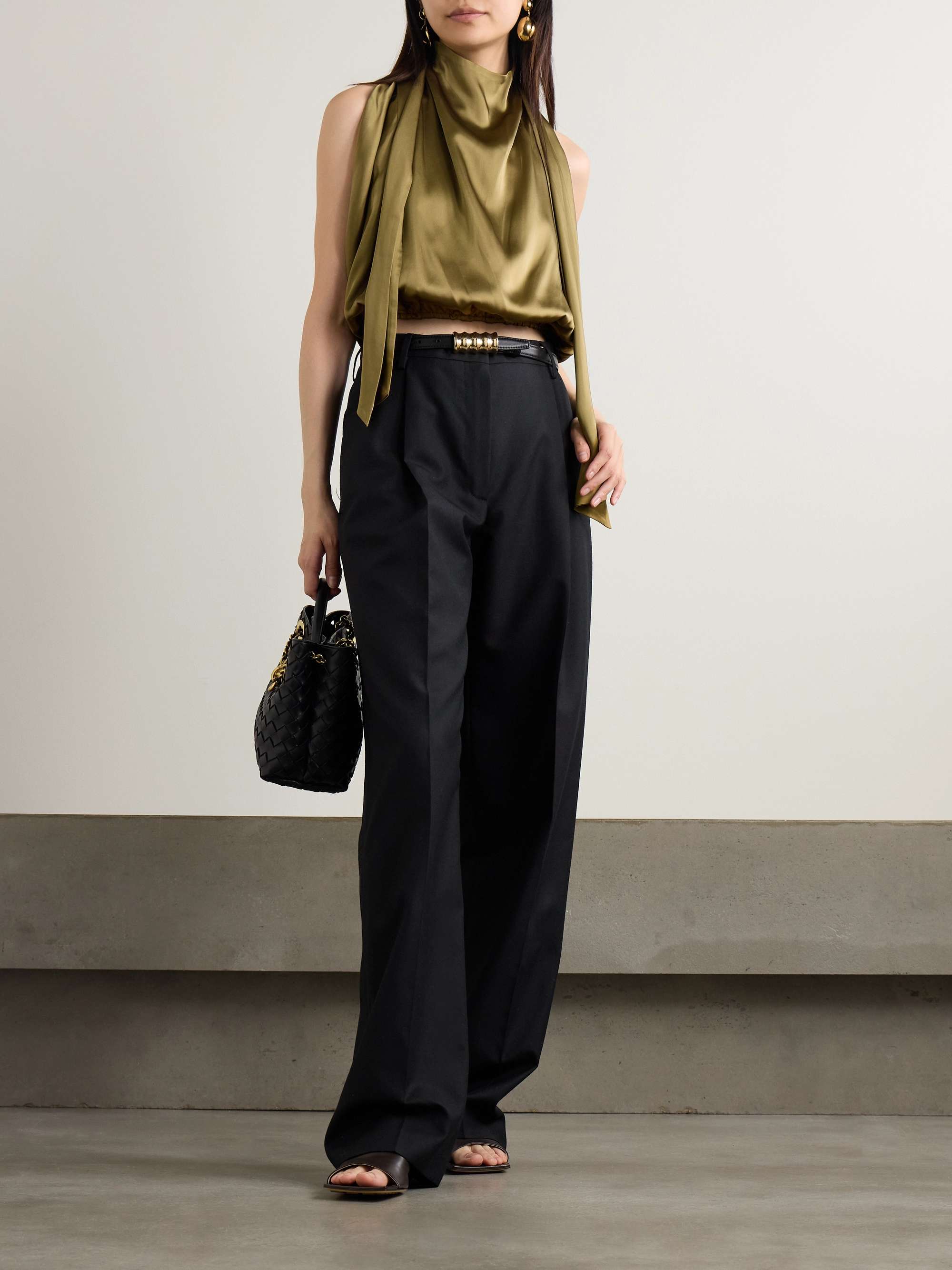 PETAR PETROV The Slippery tie-detailed draped open-back satin top | NET-A-PORTER