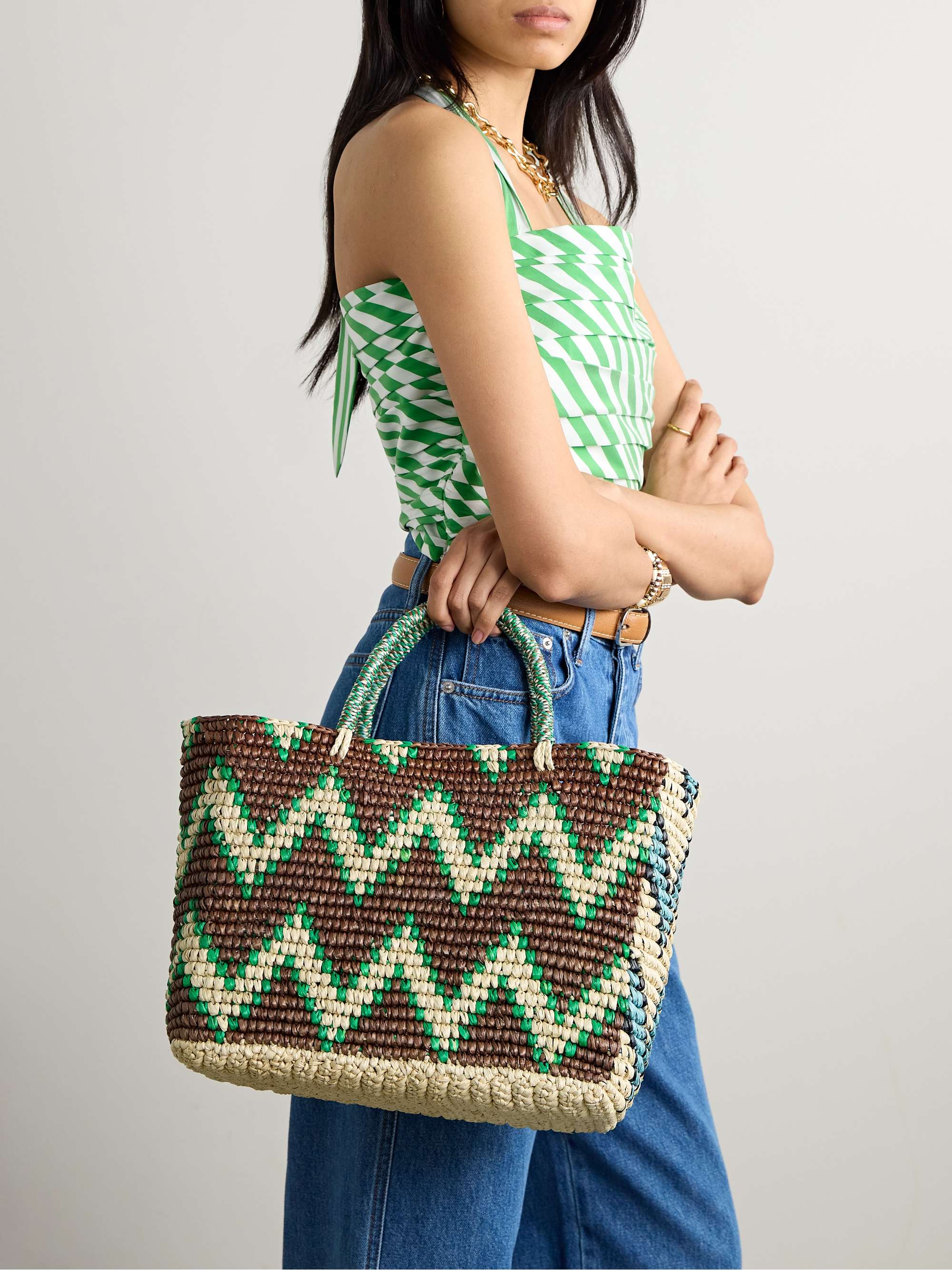 SENSI STUDIO Canasta striped straw tote | NET-A-PORTER