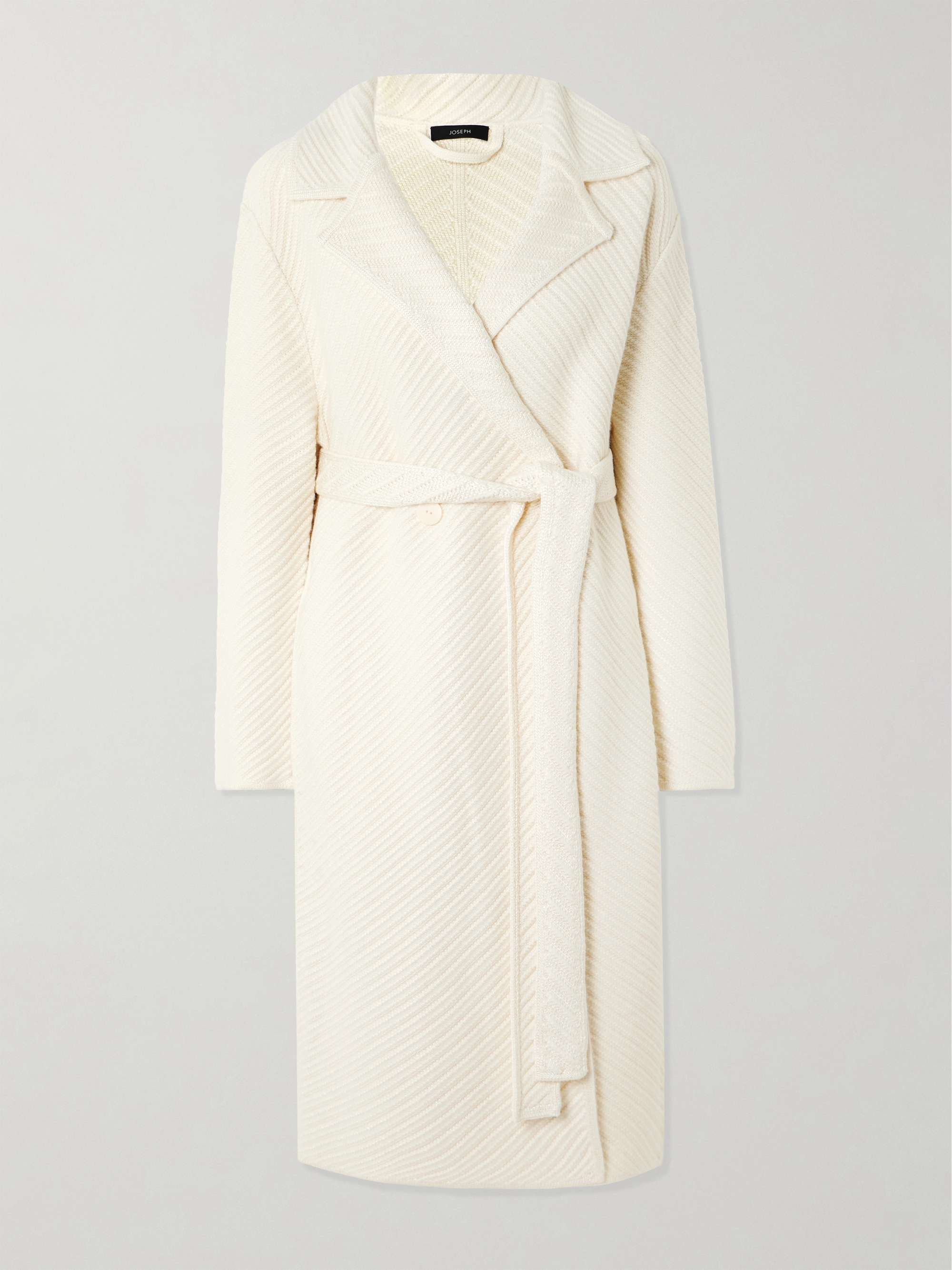 JOSEPH Belted double-breasted ribbed wool-blend cardigan | NET-A-PORTER