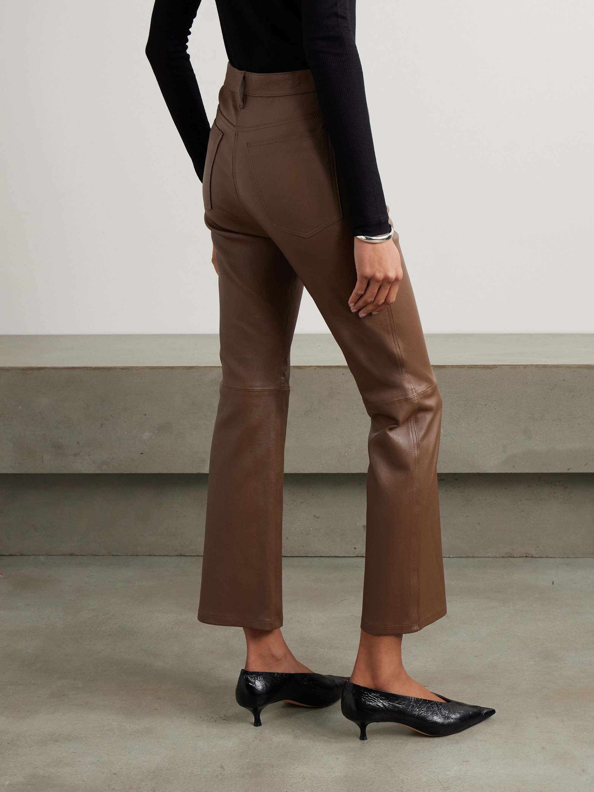 JOSEPH Duke cropped leather flared pants | NET-A-PORTER