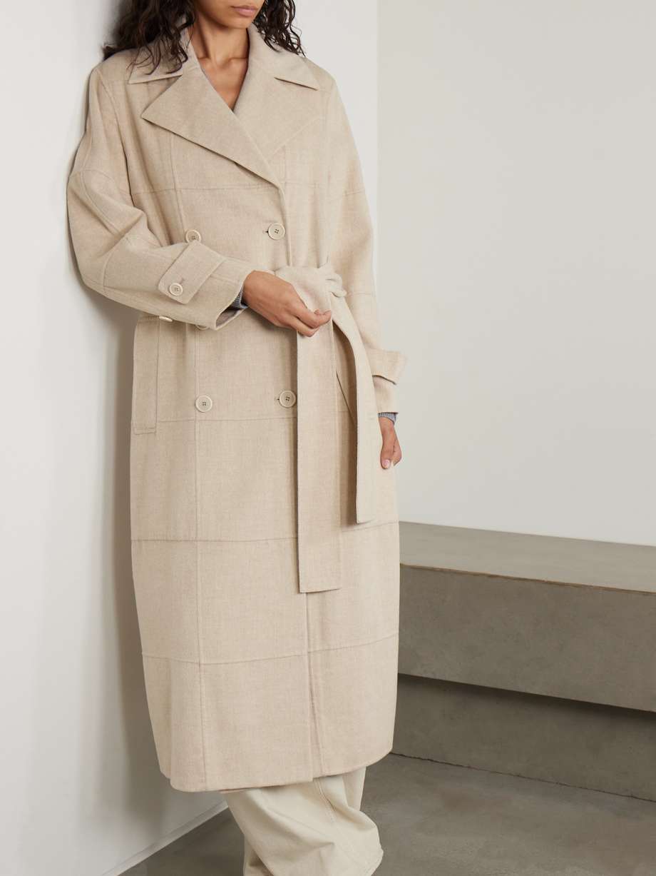 JOSEPH Merton belted paneled double-breasted wool and silk-blend coat ...