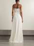 COSTARELLOS Semeli Chantilly lace-trimmed silk-georgette gown | NET-A ...