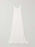 COSTARELLOS Semeli Chantilly lace-trimmed silk-georgette gown | NET-A ...