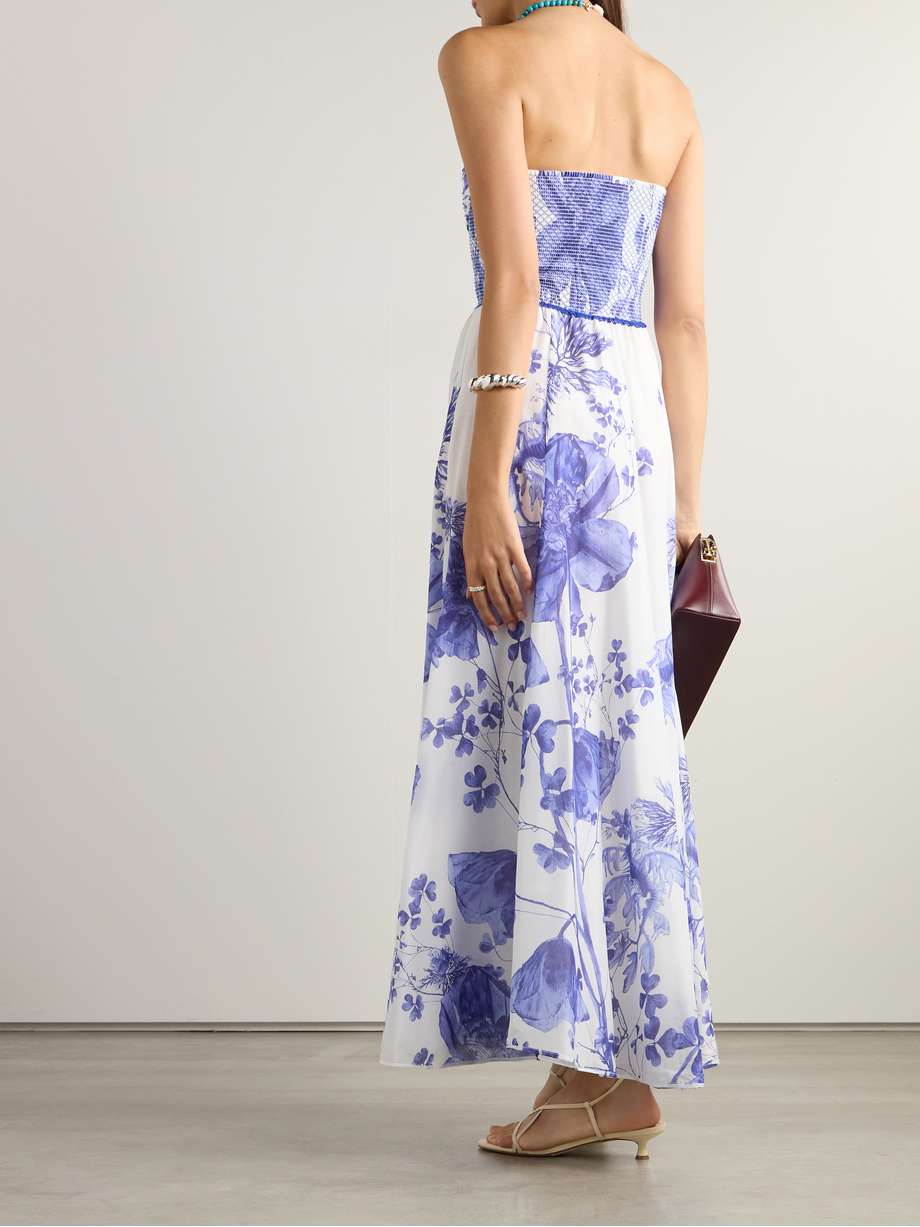 CHARO RUIZ Kolay strapless smocked floral-print cotton-blend maxi dress ...