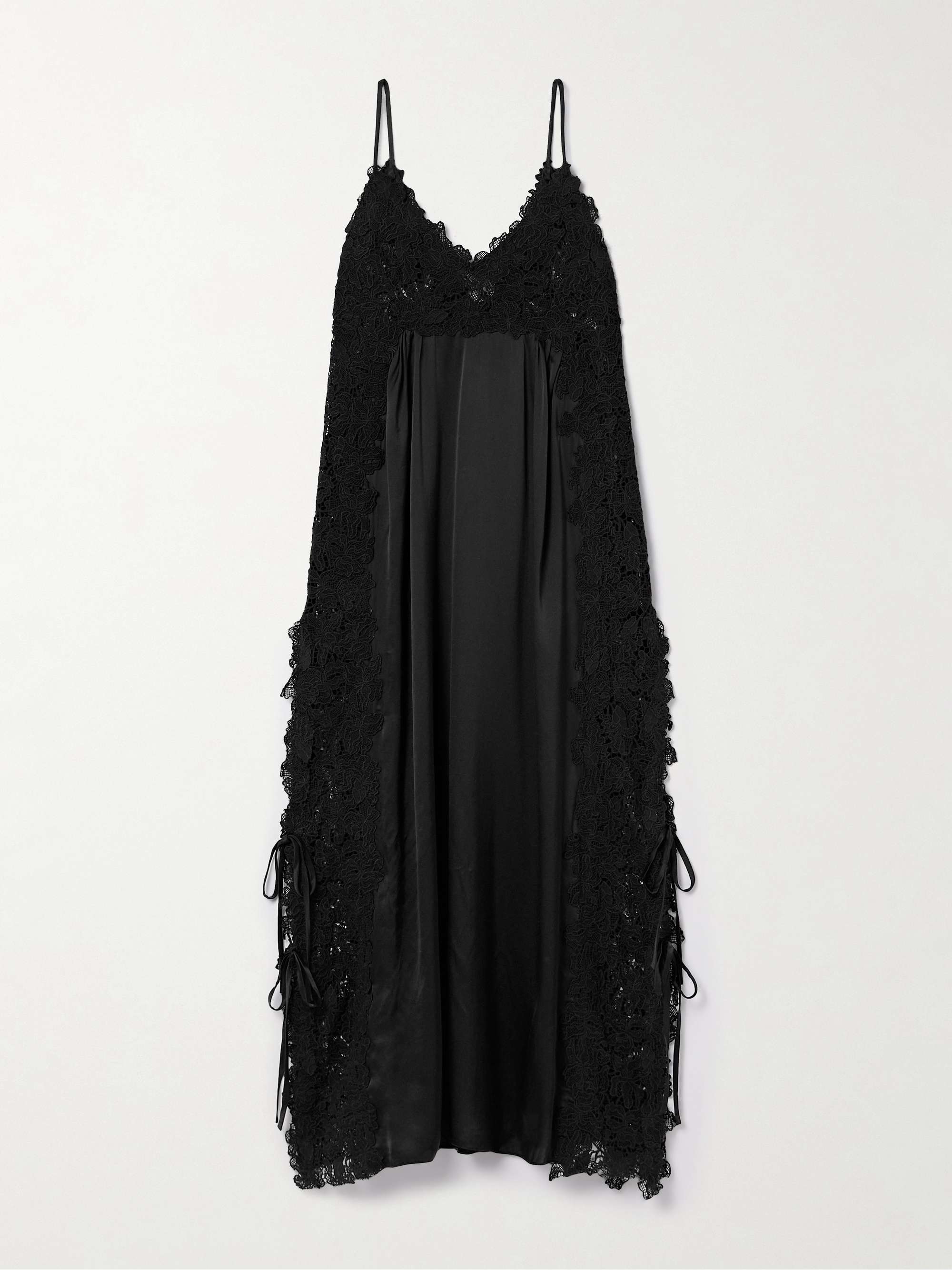 KIKA VARGAS Somaly tie-detailed guipure lace and silk-satin midi dress ...