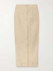 CULT GAIA Lua cotton and linen-blend twill midi skirt | NET-A-PORTER