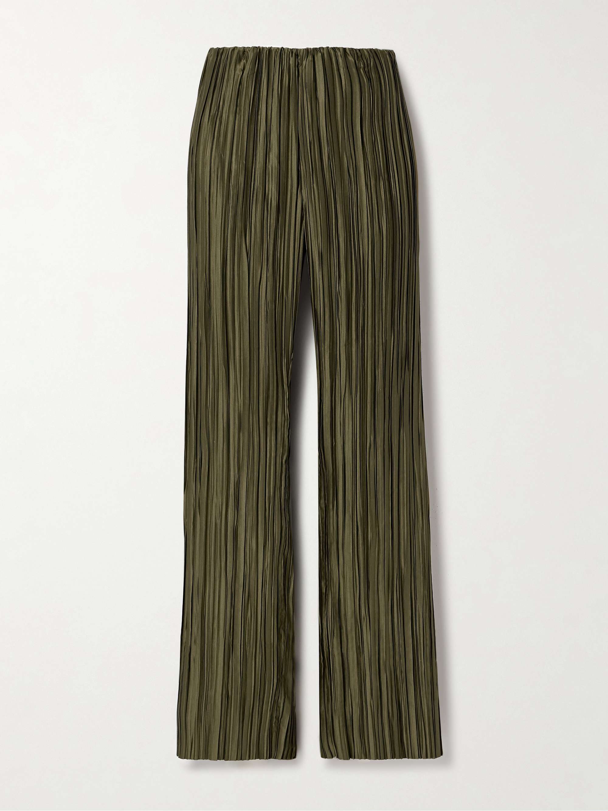 CULT GAIA Stacie plissé-satin straight-leg pants | NET-A-PORTER