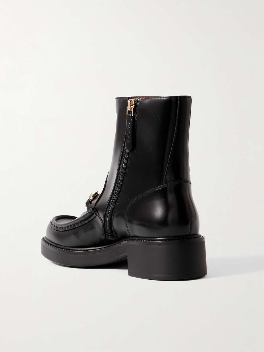 GUCCI Horsebit-embellished patent-leather ankle boots | NET-A-PORTER