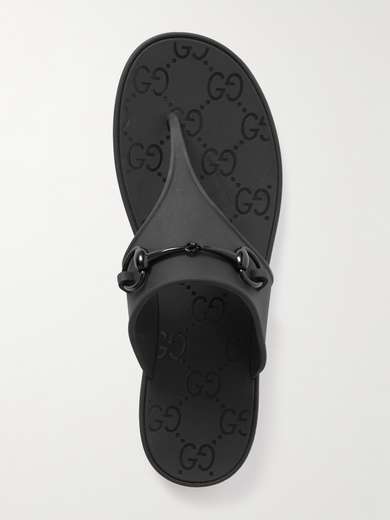GUCCI Minorca horsebit-embellished rubber flip flops | NET-A-PORTER