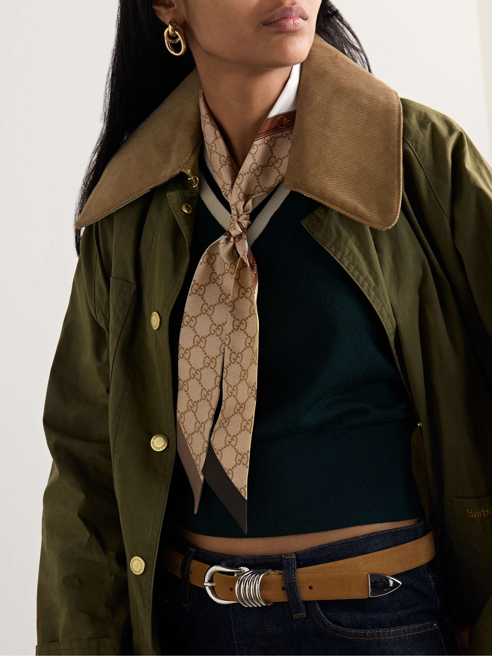 GUCCI Printed silk-jacquard scarf | NET-A-PORTER