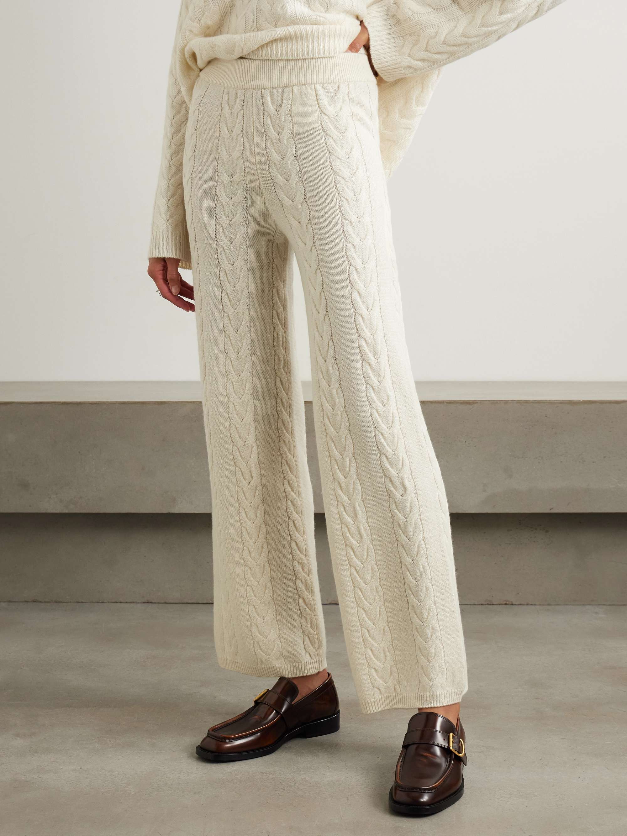 LISA YANG Dagny cable-knit cashmere straight-leg track pants | NET-A-PORTER