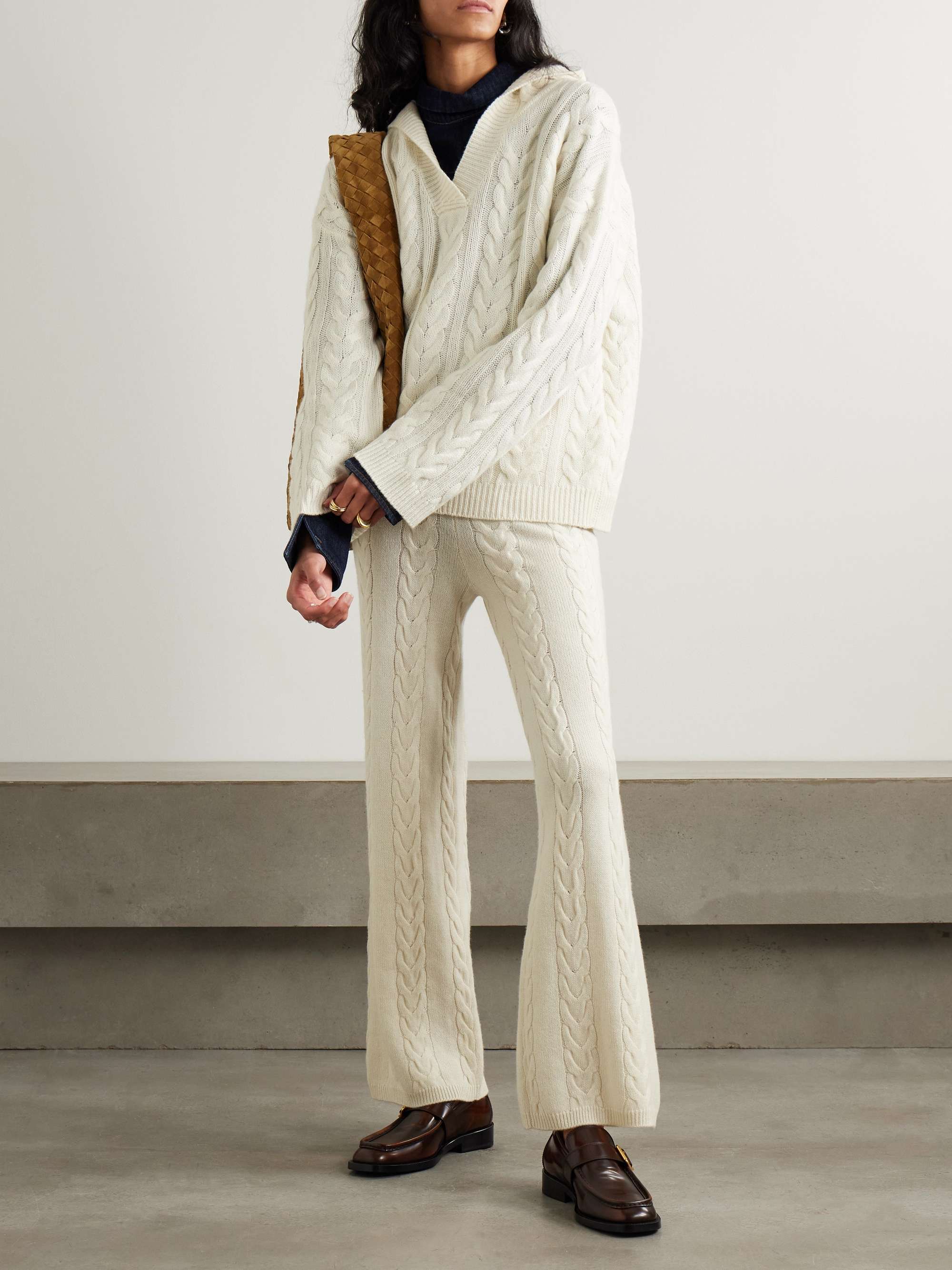 LISA YANG Dagny cable-knit cashmere straight-leg track pants | NET-A-PORTER