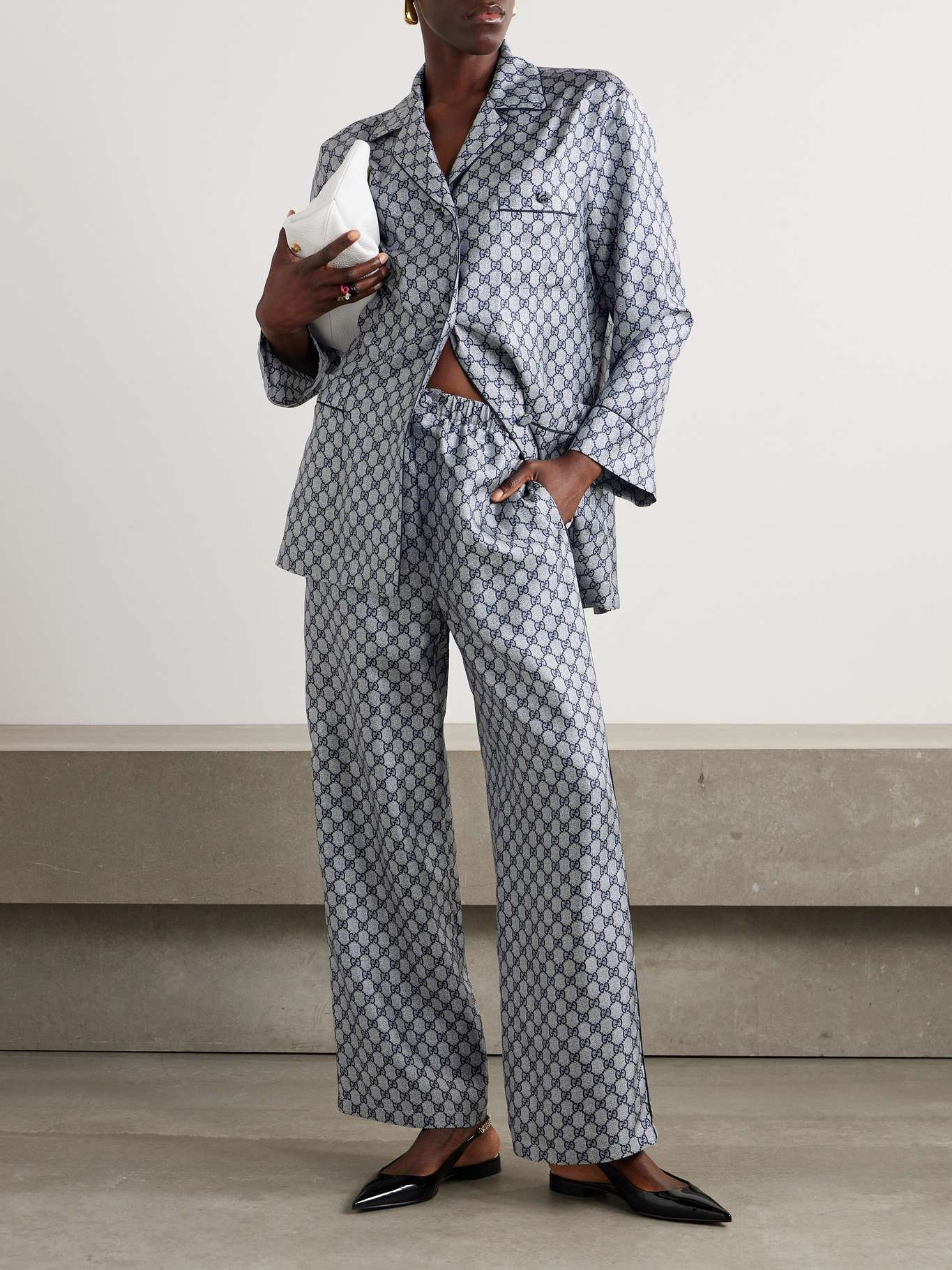 GUCCI GG Supreme printed silk-twill pajama pants | NET-A-PORTER