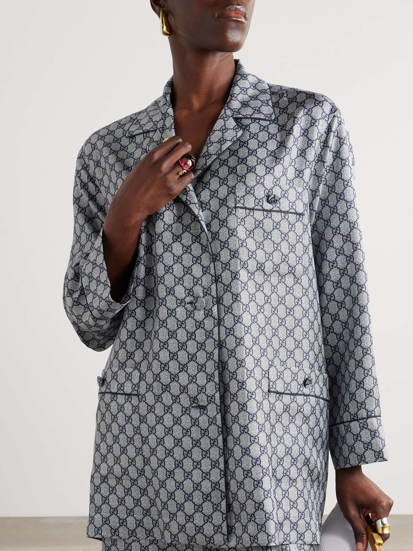 GUCCI GG Supreme printed silk-twill pajama shirt | NET-A-PORTER
