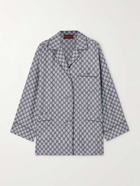 GUCCI GG Supreme printed silk-twill pajama shirt | NET-A-PORTER