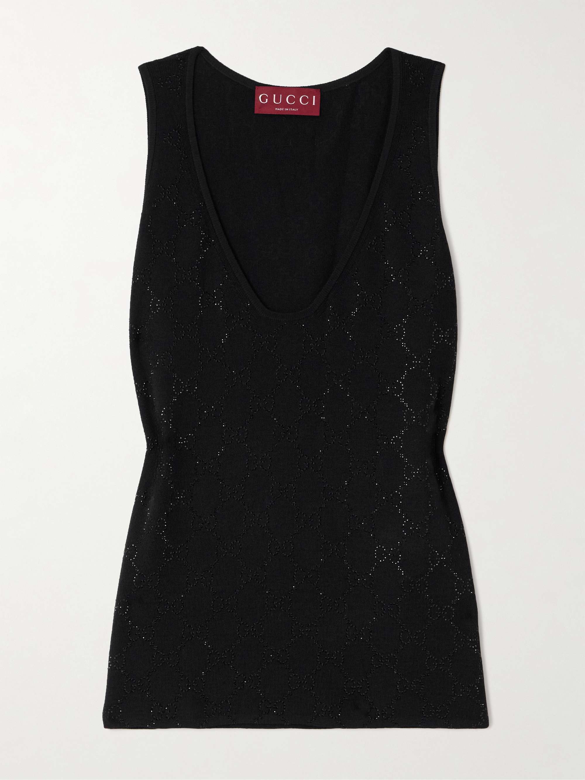 GUCCI Crystal-embellished ribbed wool tank | NET-A-PORTER