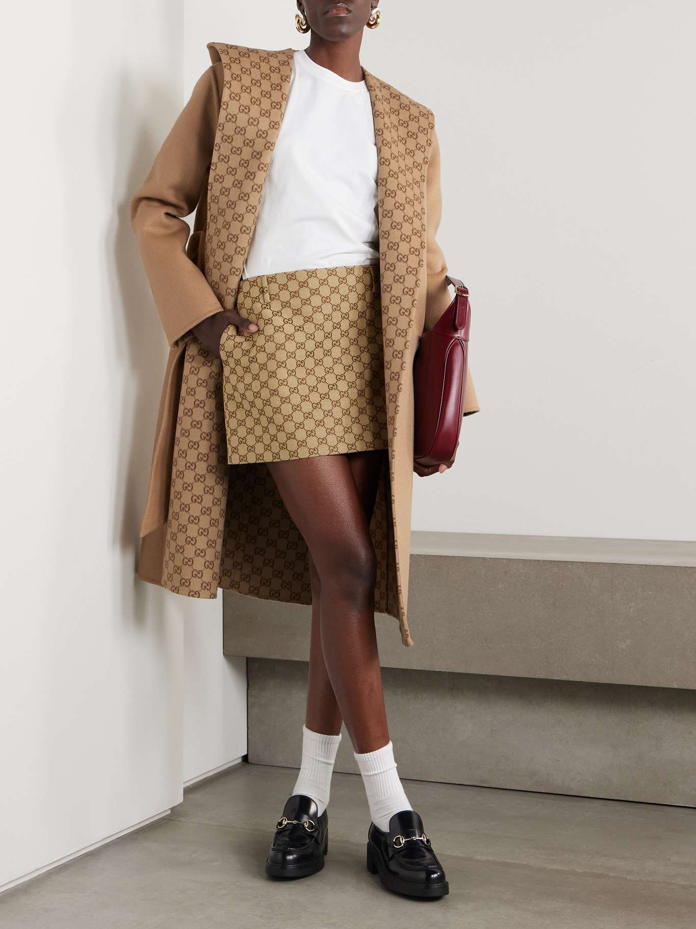 GUCCI Reversible hooded belted wool and silk-blend jacquard coat | NET ...