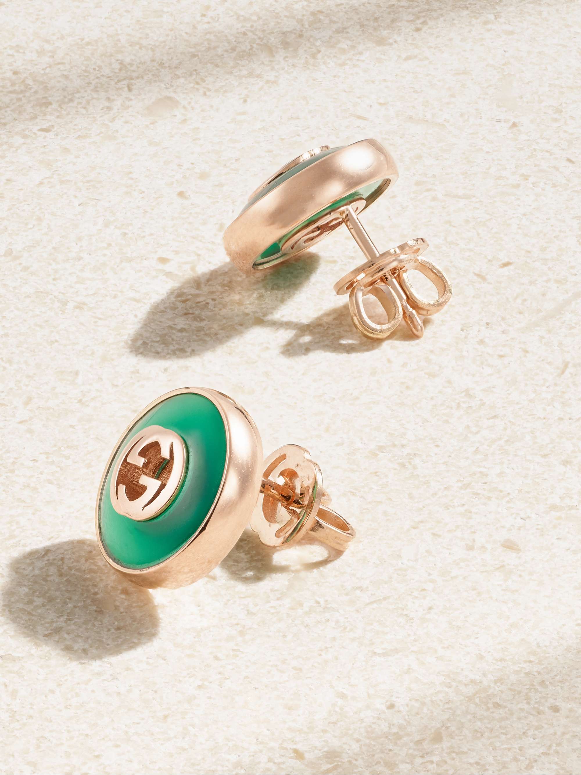 GUCCI 18-karat rose gold agate earrings | NET-A-PORTER