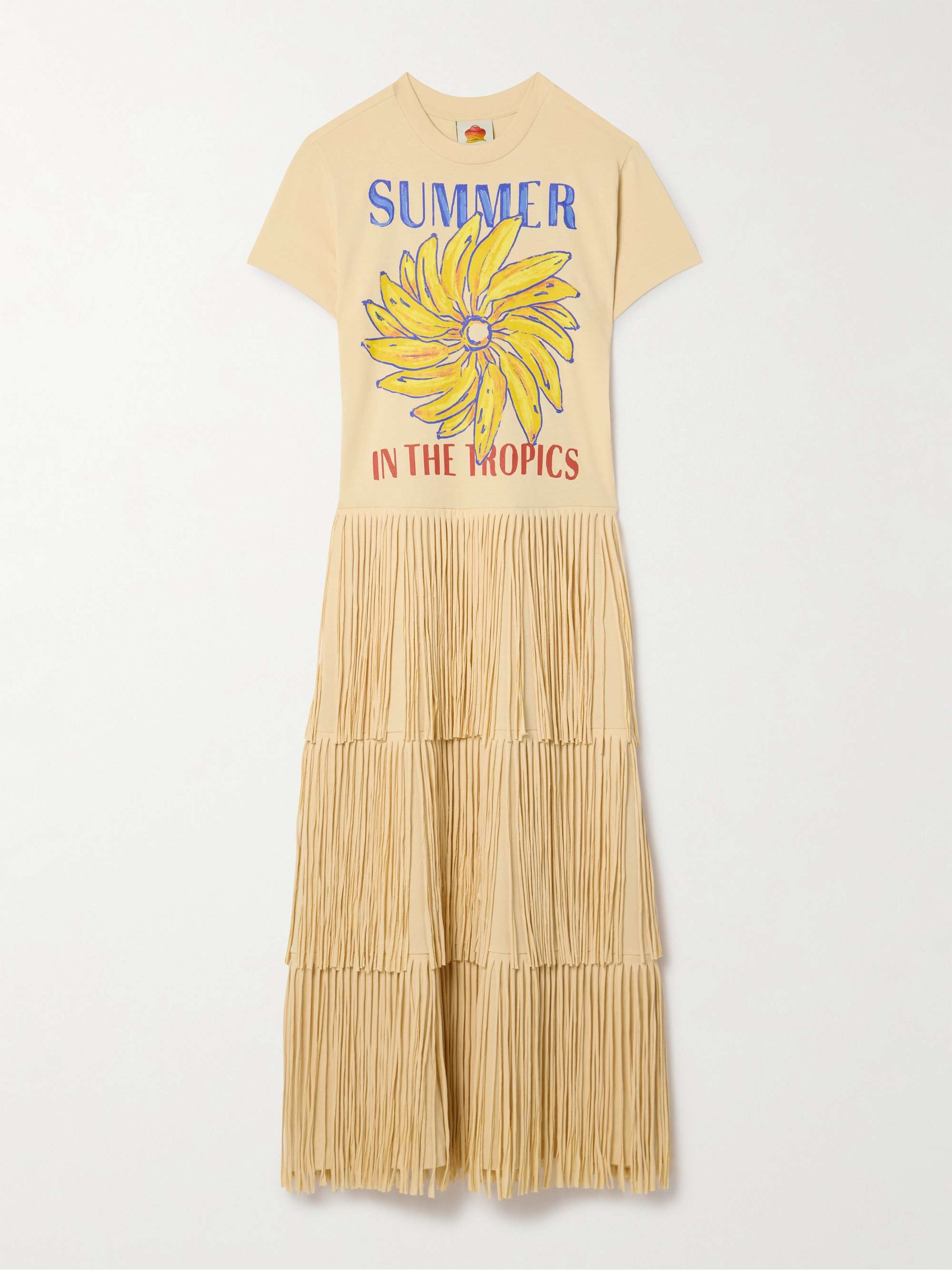 FARM RIO Summer in the Tropics fringed printed cotton-jersey maxi dress ...