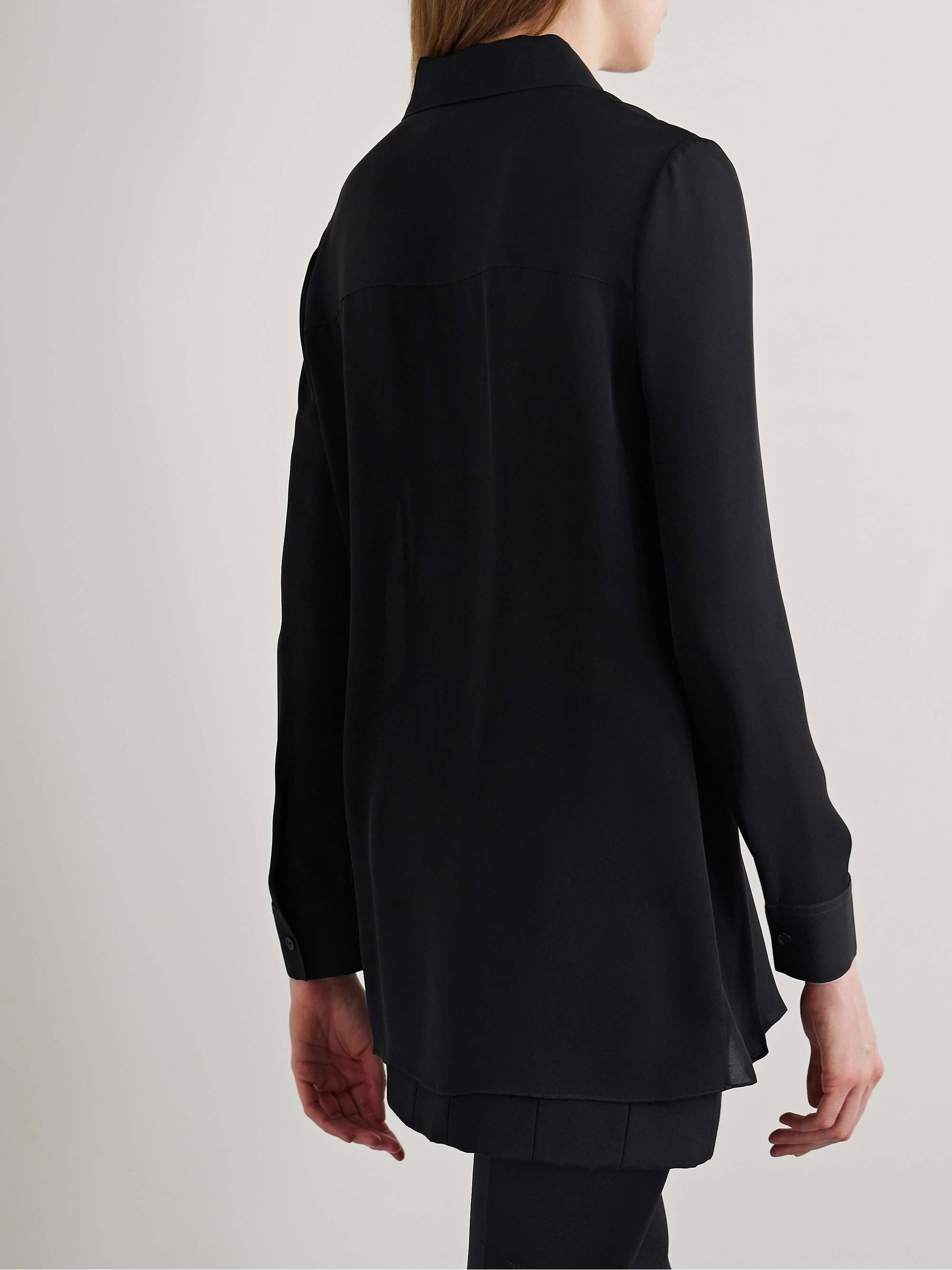 KHAITE Luka frayed ruffled silk crepe de chine shirt | NET-A-PORTER