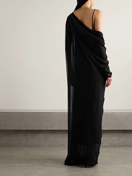 KHAITE Taj one-shoulder layered draped silk-chiffon maxi dress | NET-A ...