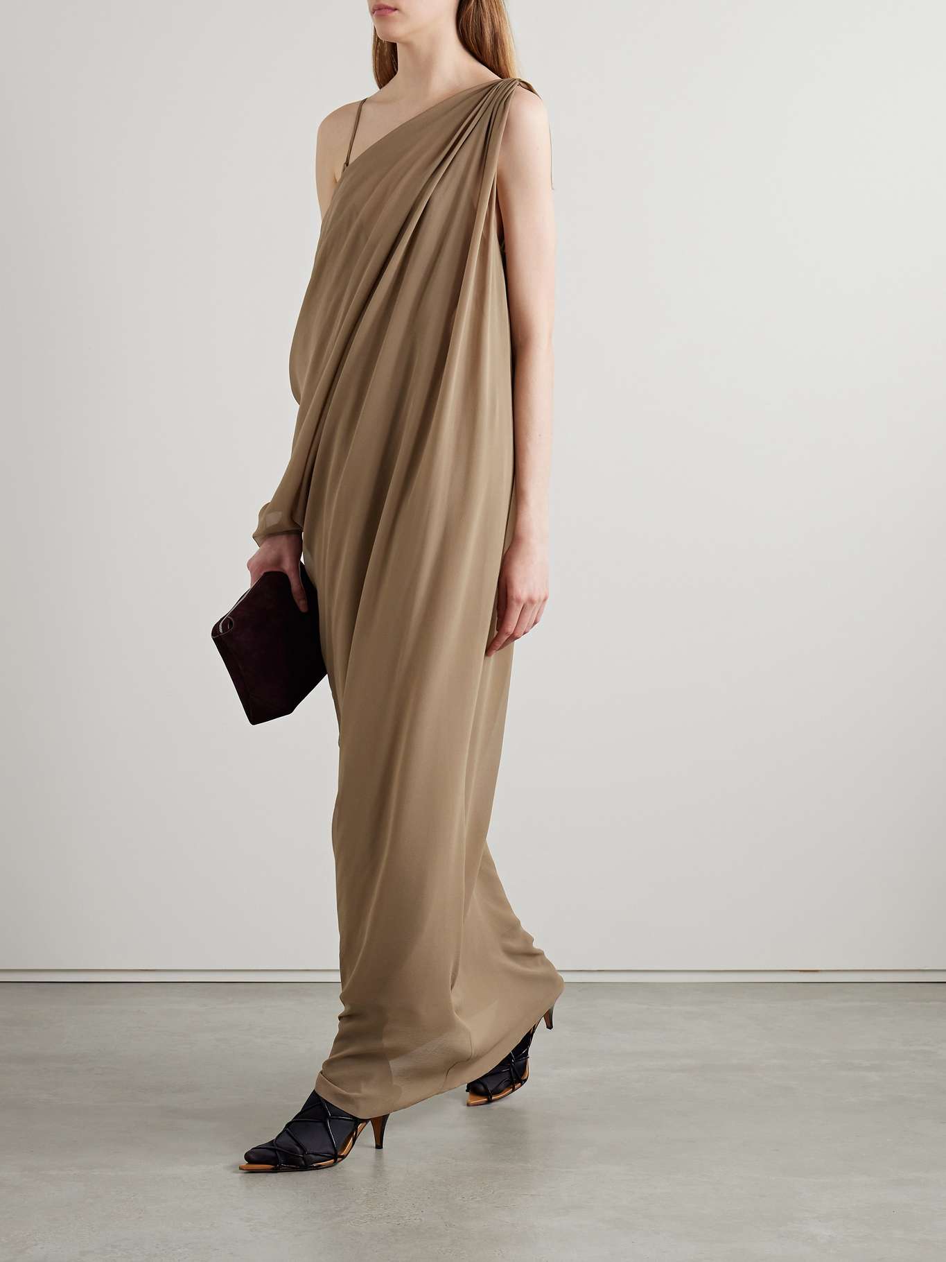 KHAITE Taj layered draped one-shoulder silk-chiffon maxi dress | NET-A ...