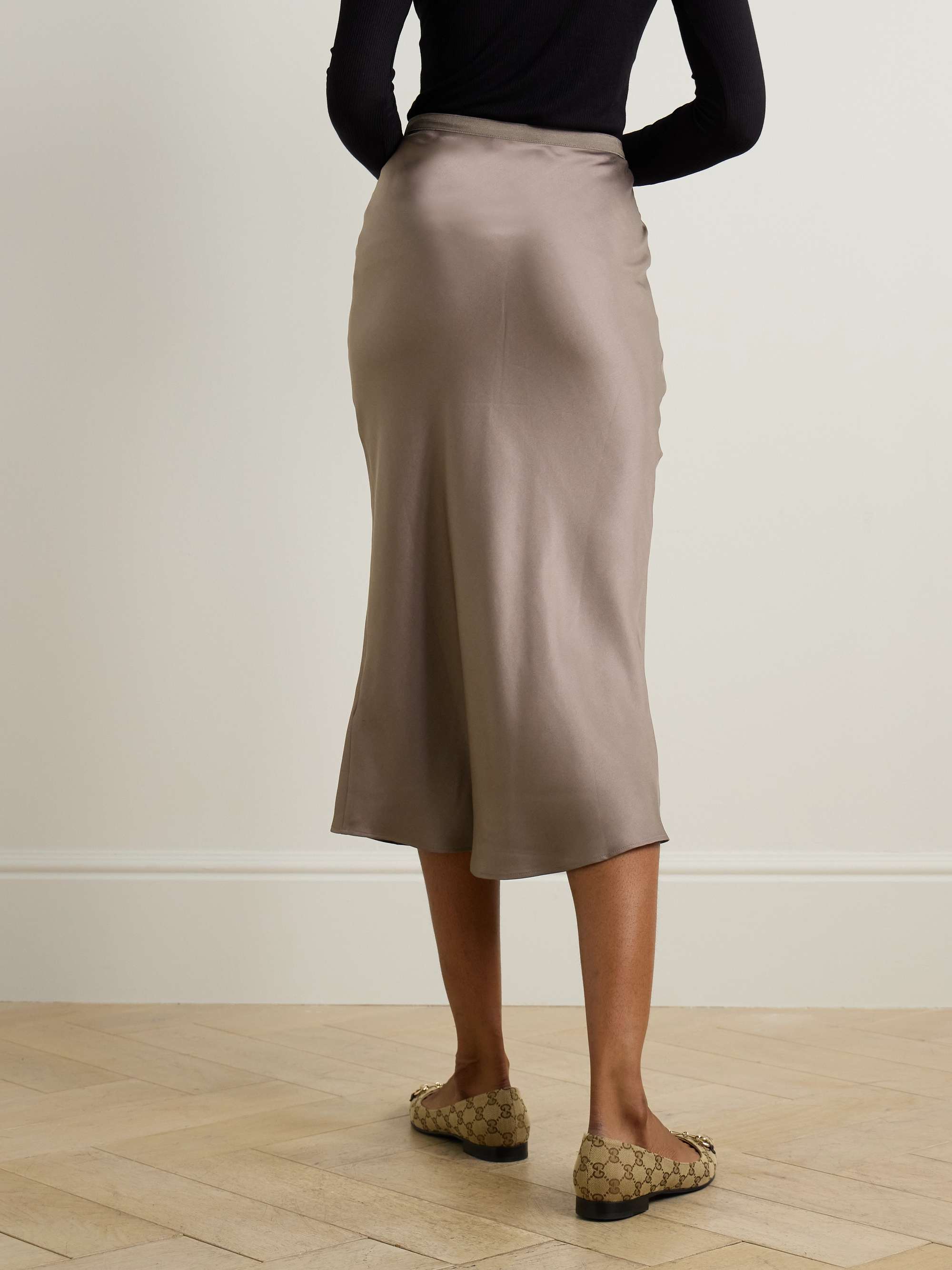 ANINE BING Bar silk midi skirt | NET-A-PORTER