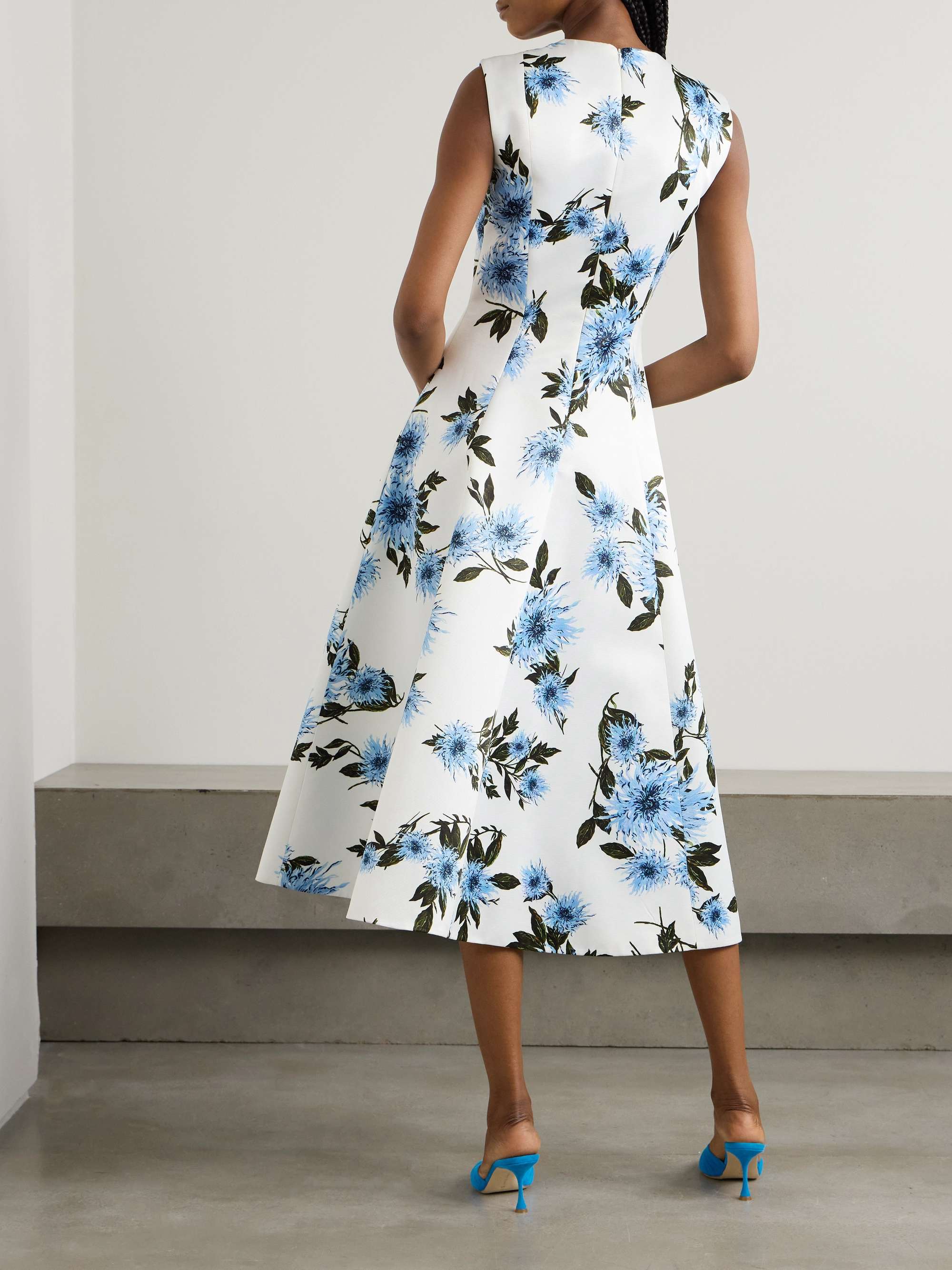 EMILIA WICKSTEAD Mara floral-print faille midi dress | NET-A-PORTER