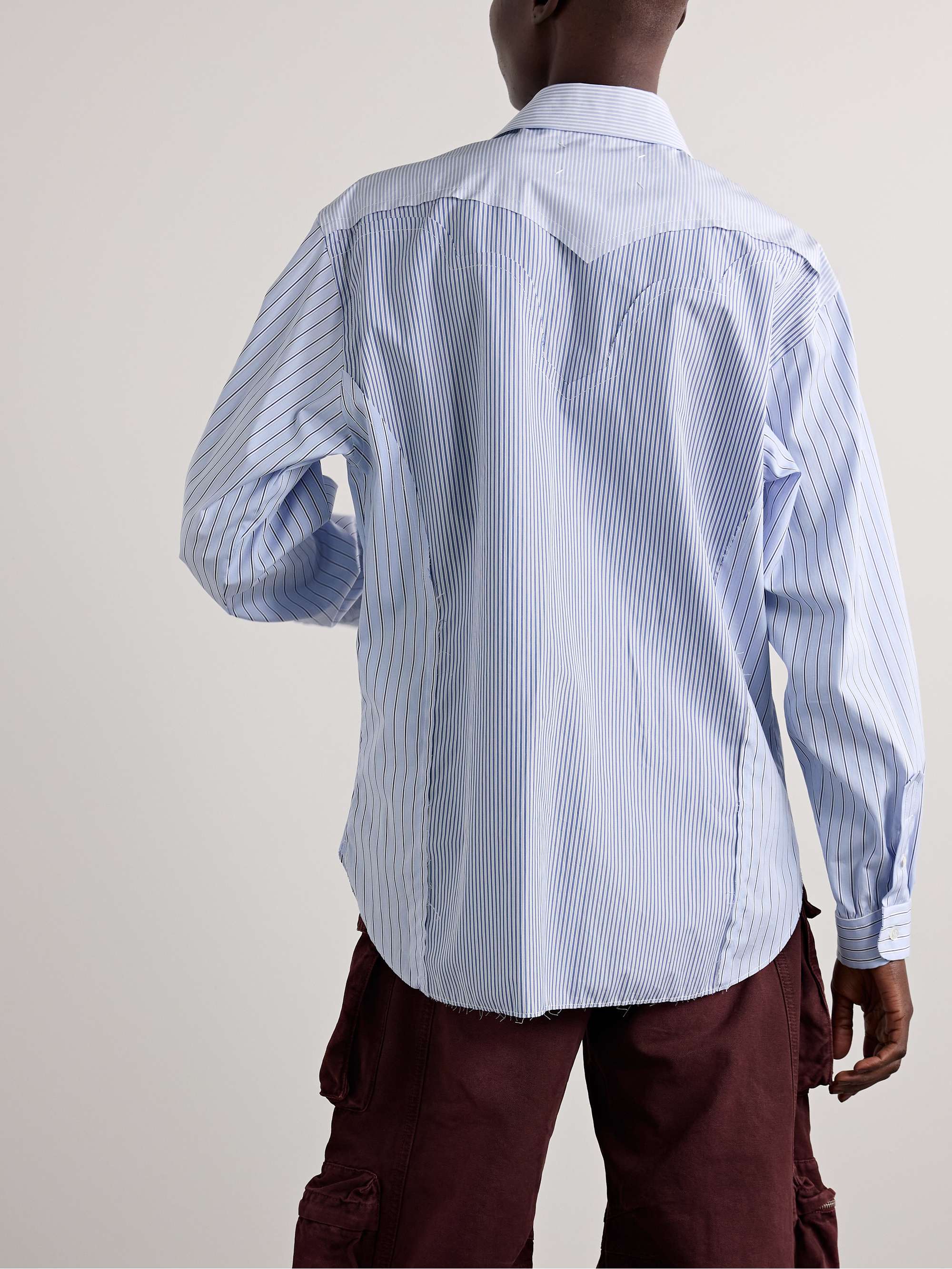 MAISON MARGIELA Paneled striped cotton-poplin shirt | NET-A-PORTER