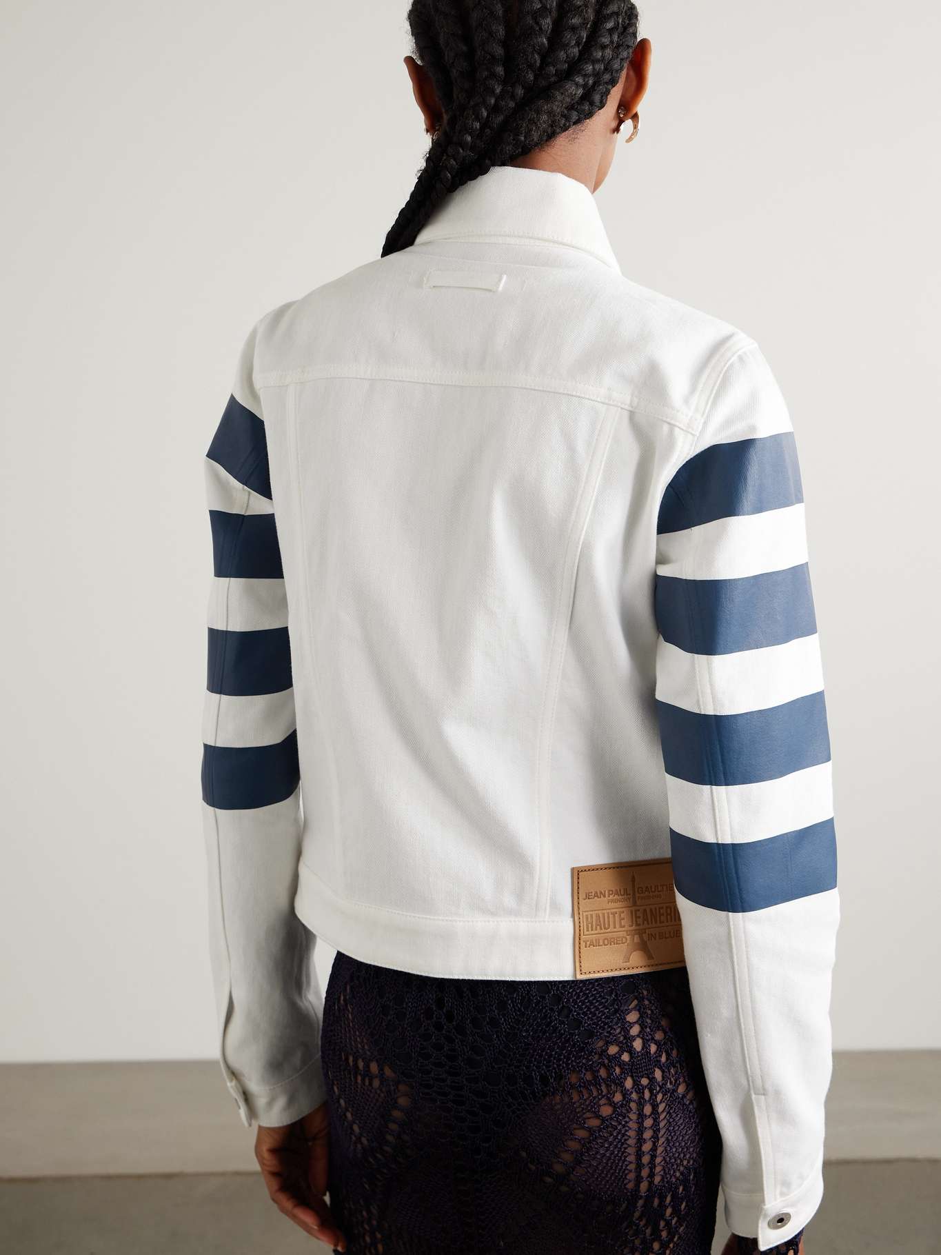 JEAN PAUL GAULTIER Striped denim jacket | NET-A-PORTER