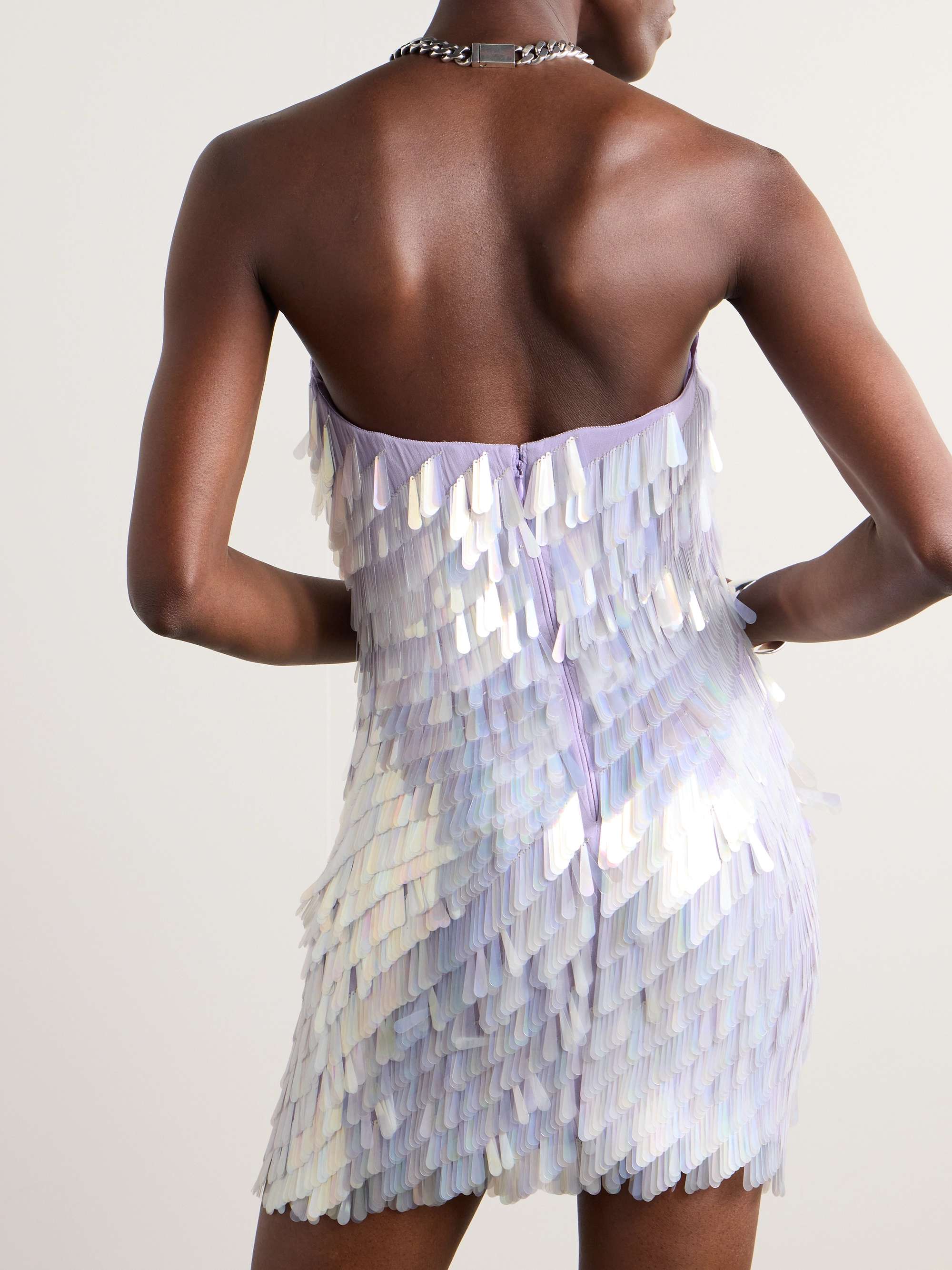 THE ATTICO Strapless embellished crepe de chine mini dress | NET-A-PORTER