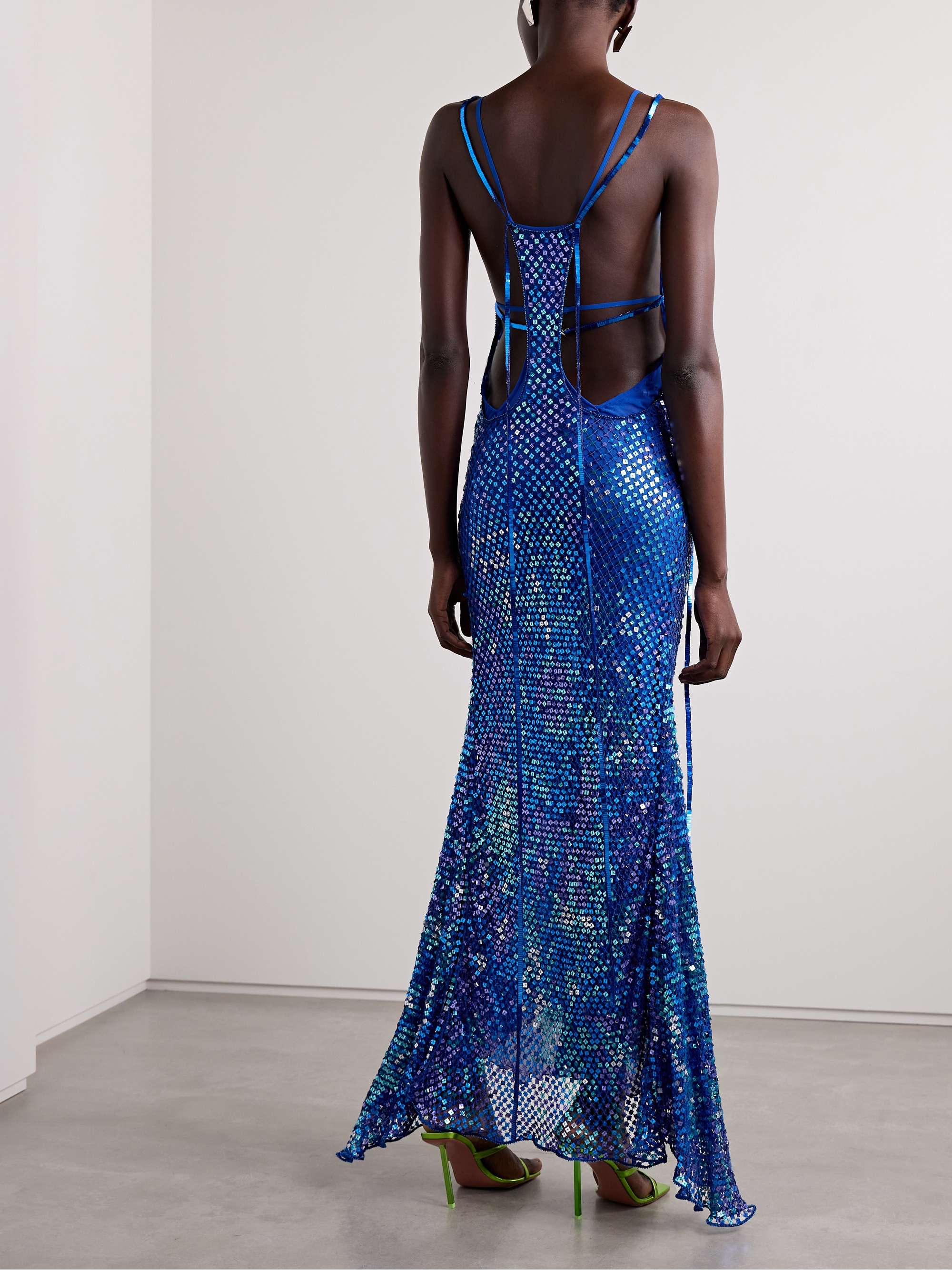 THE ATTICO Asymmetric draped embellished maxi dress | NET-A-PORTER