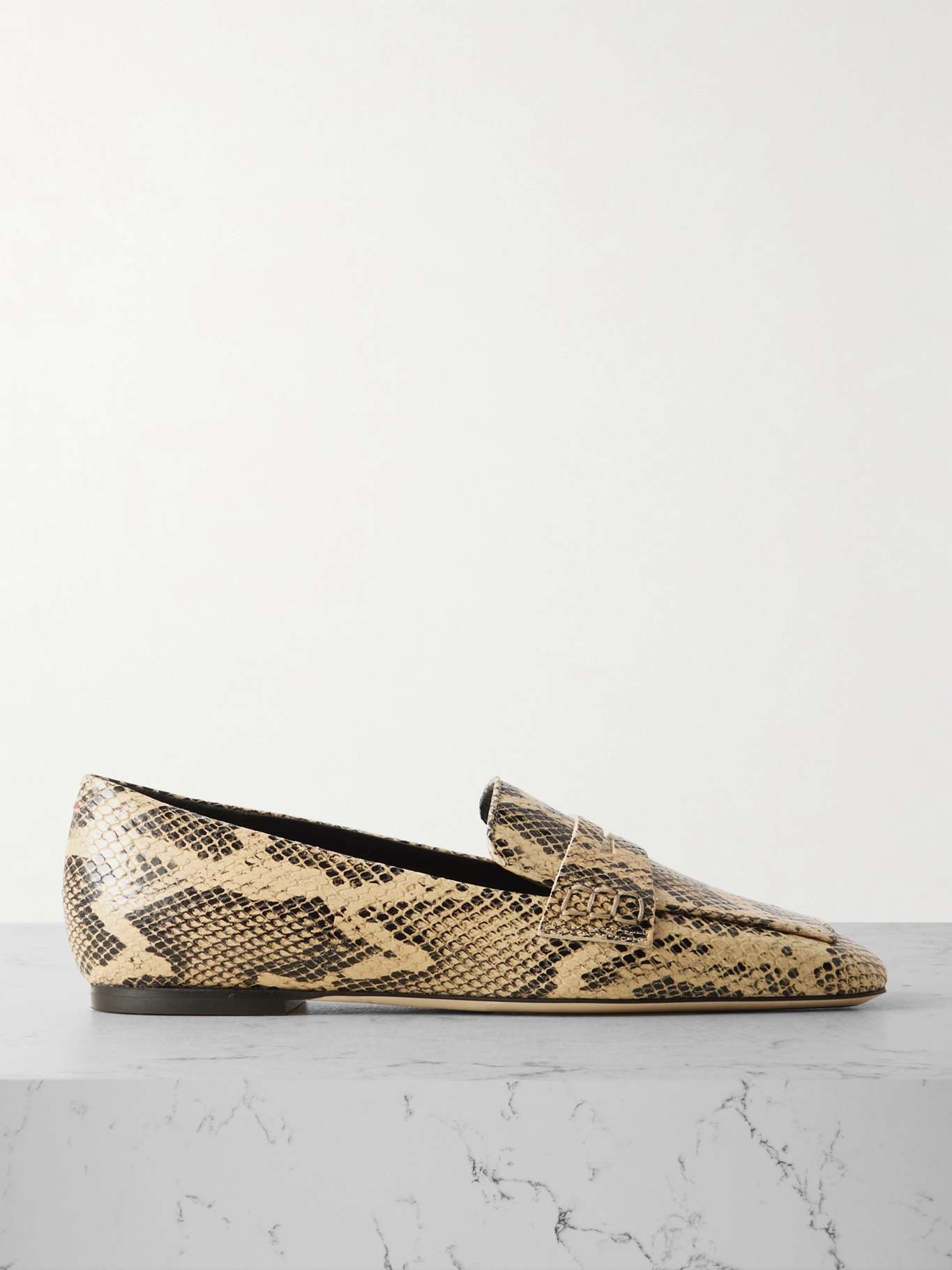 AEYDE Tom snake-effect leather loafers | NET-A-PORTER