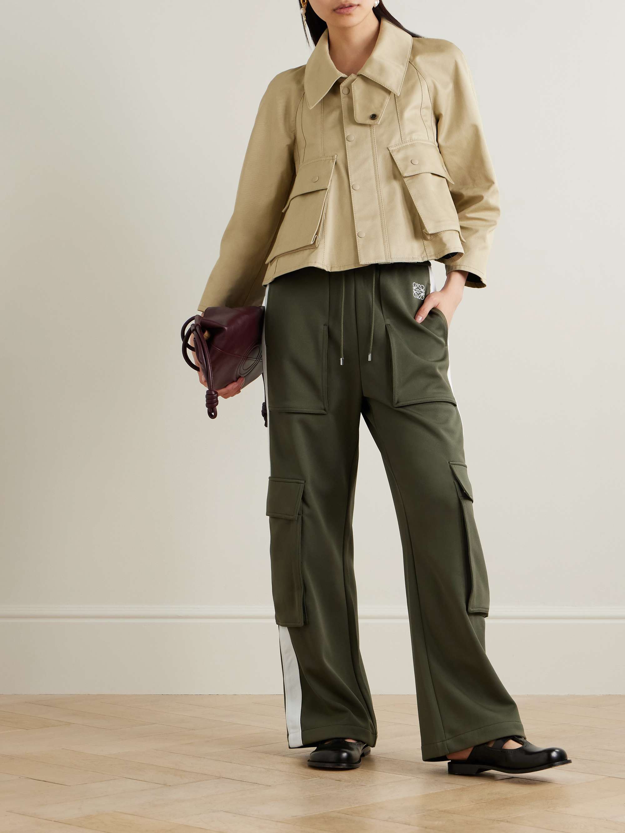 LOEWE Striped embroidered tech-jersey straight-leg cargo pants | NET-A ...