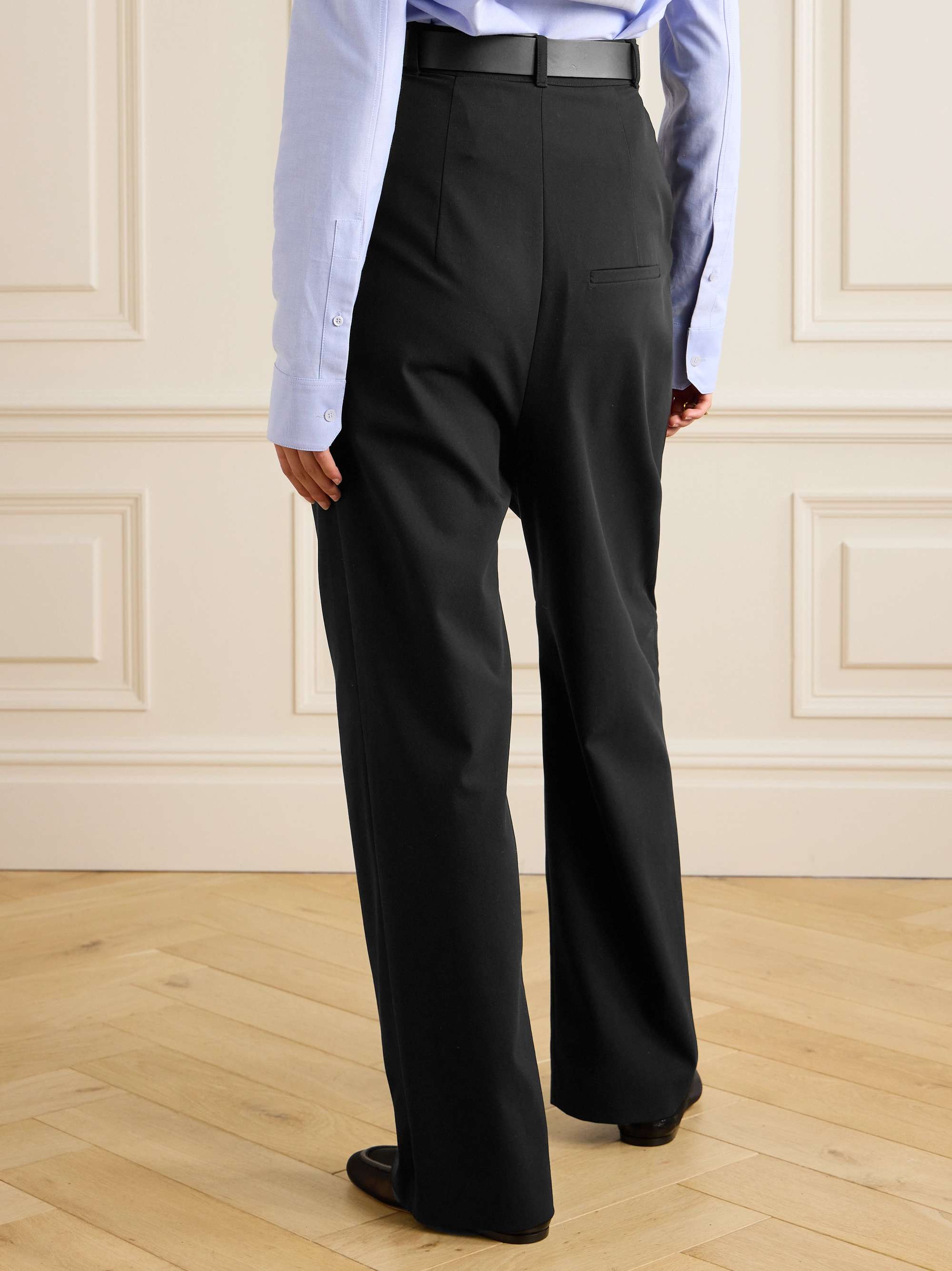 LOEWE Belted draped cotton-twill pants | NET-A-PORTER