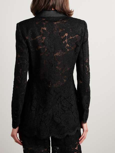 DOLCE&GABBANA Double-breasted satin-trimmed corded lace blazer | NET-A ...
