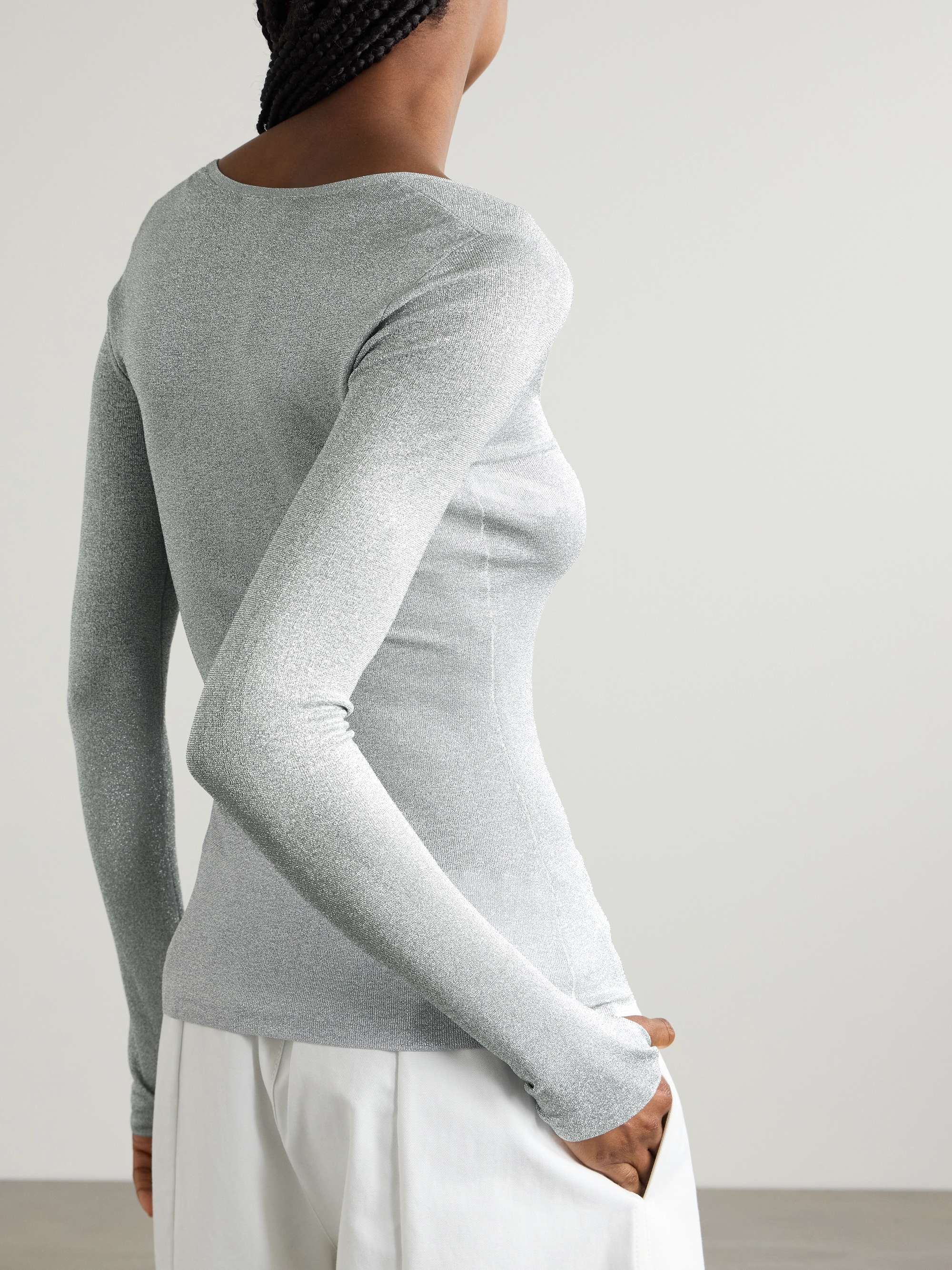 GALVAN Corte metallic knitted top | NET-A-PORTER
