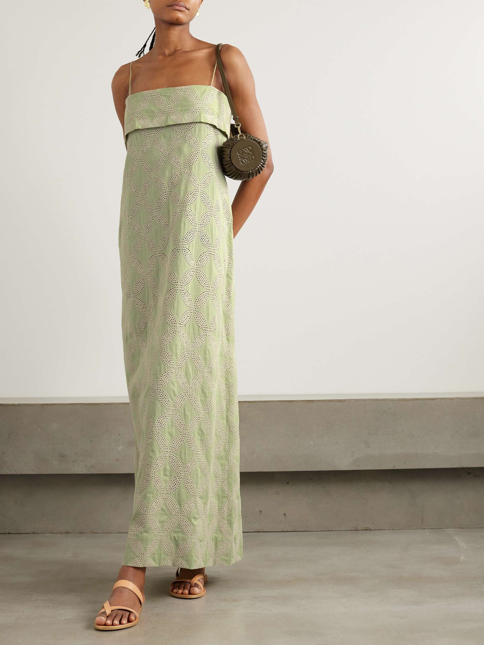 FAITHFULL Bea layered broderie anglaise-trimmed cotton-voile maxi dress ...