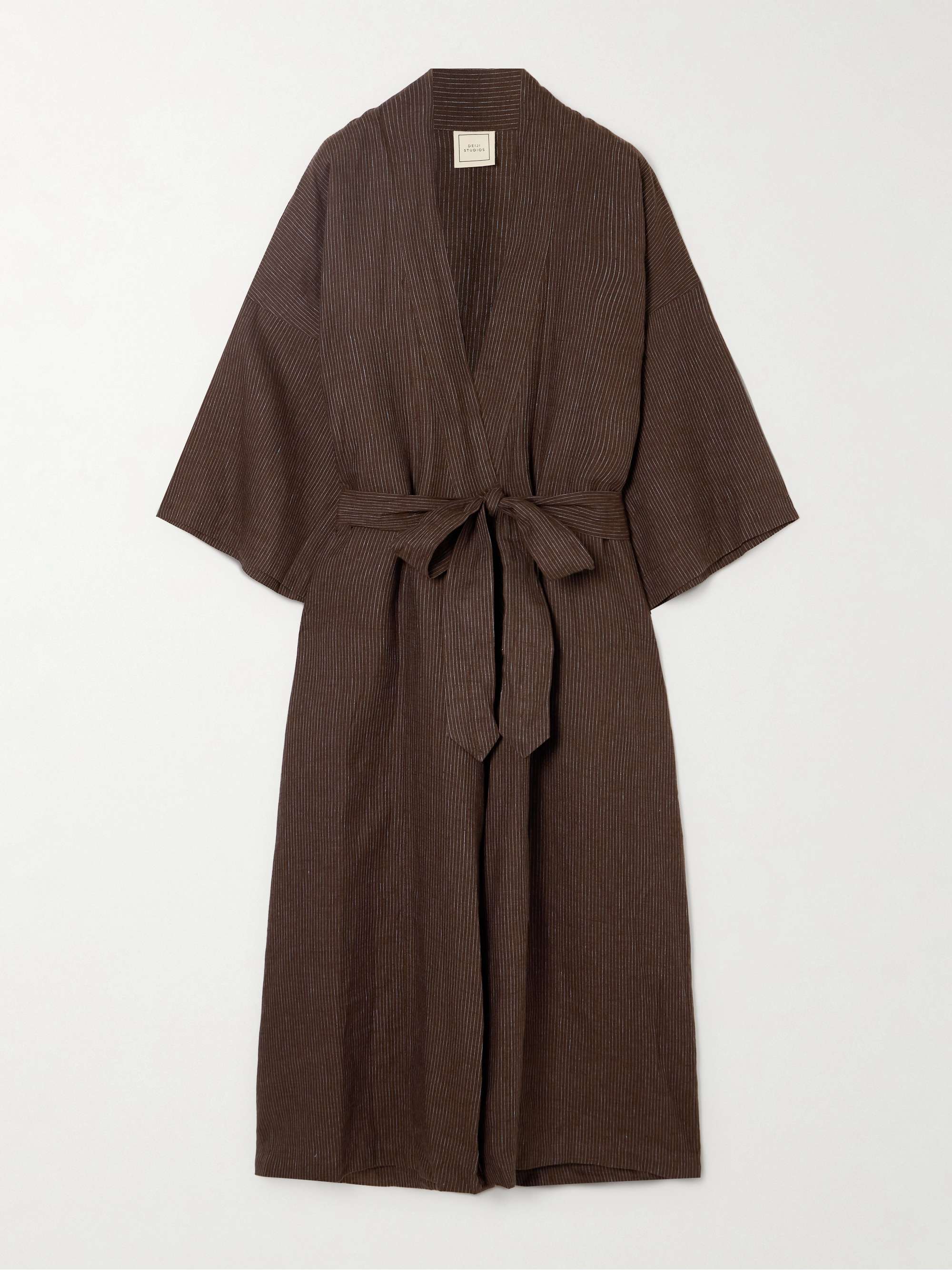 DEIJI STUDIOS Striped linen robe | NET-A-PORTER