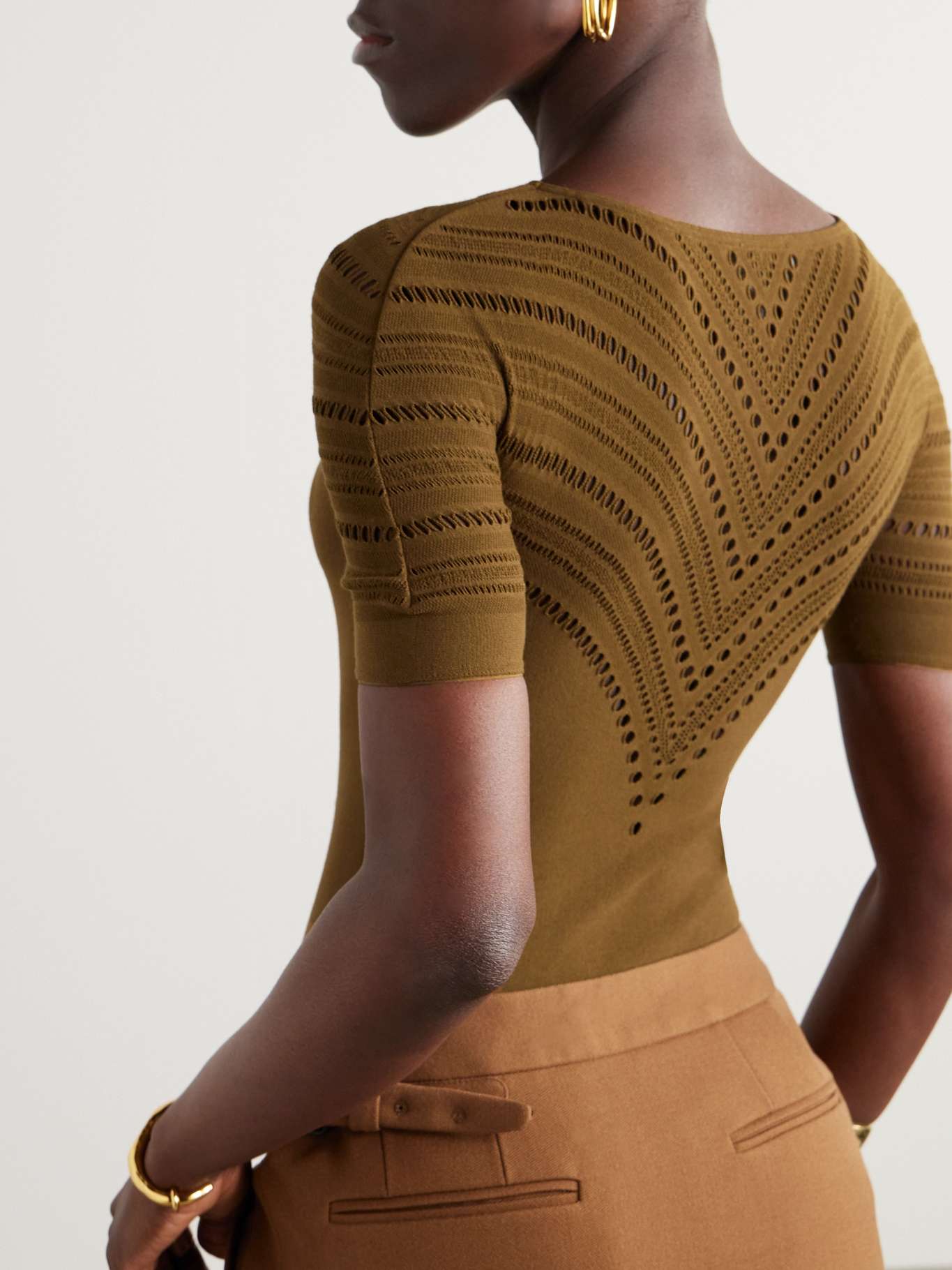 WOLFORD Pointelle-knit stretch wool-blend bodysuit | NET-A-PORTER