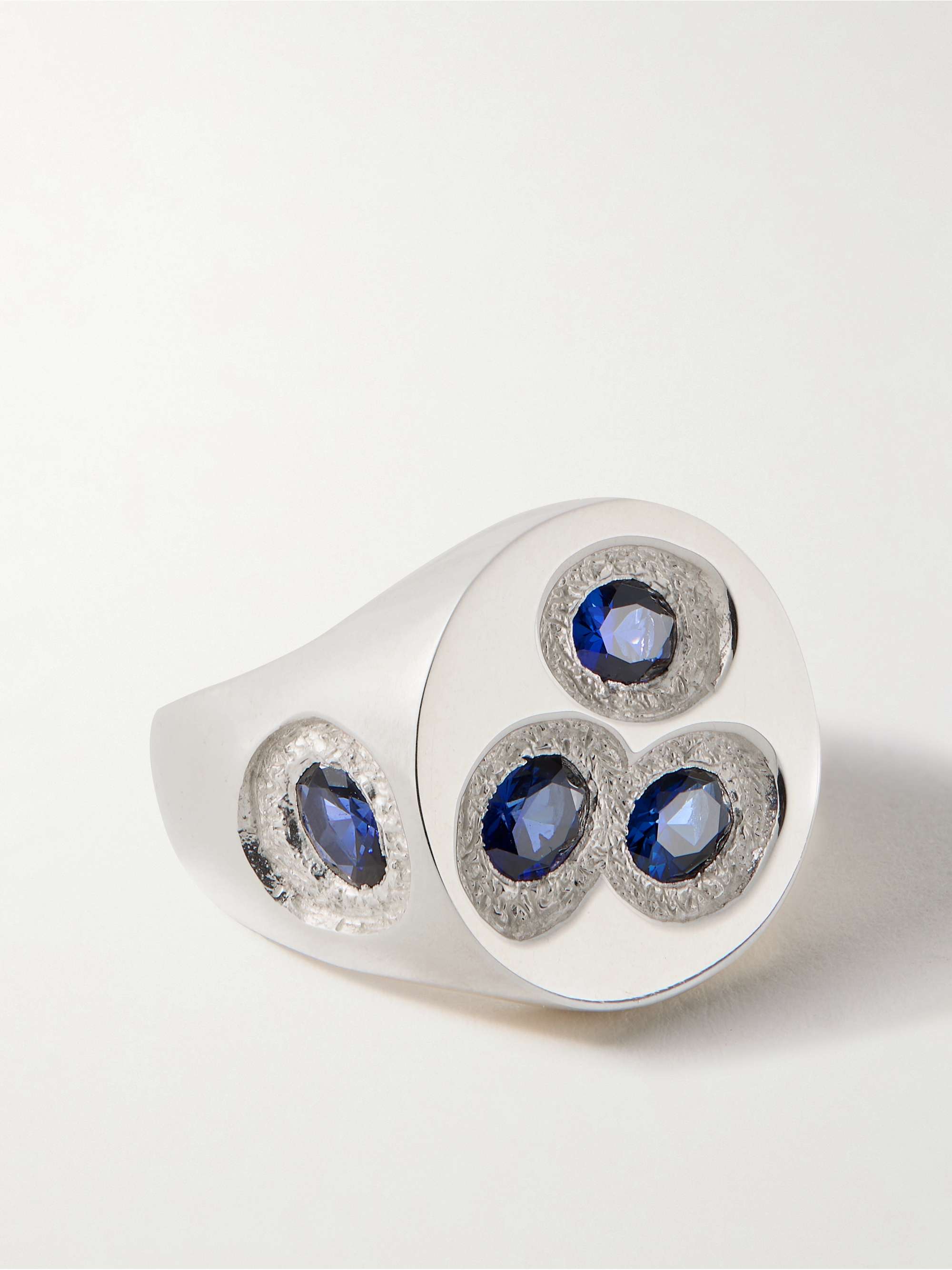 BLEUE BURNHAM Chloroplast recycled silver and laboratory-grown sapphire ...