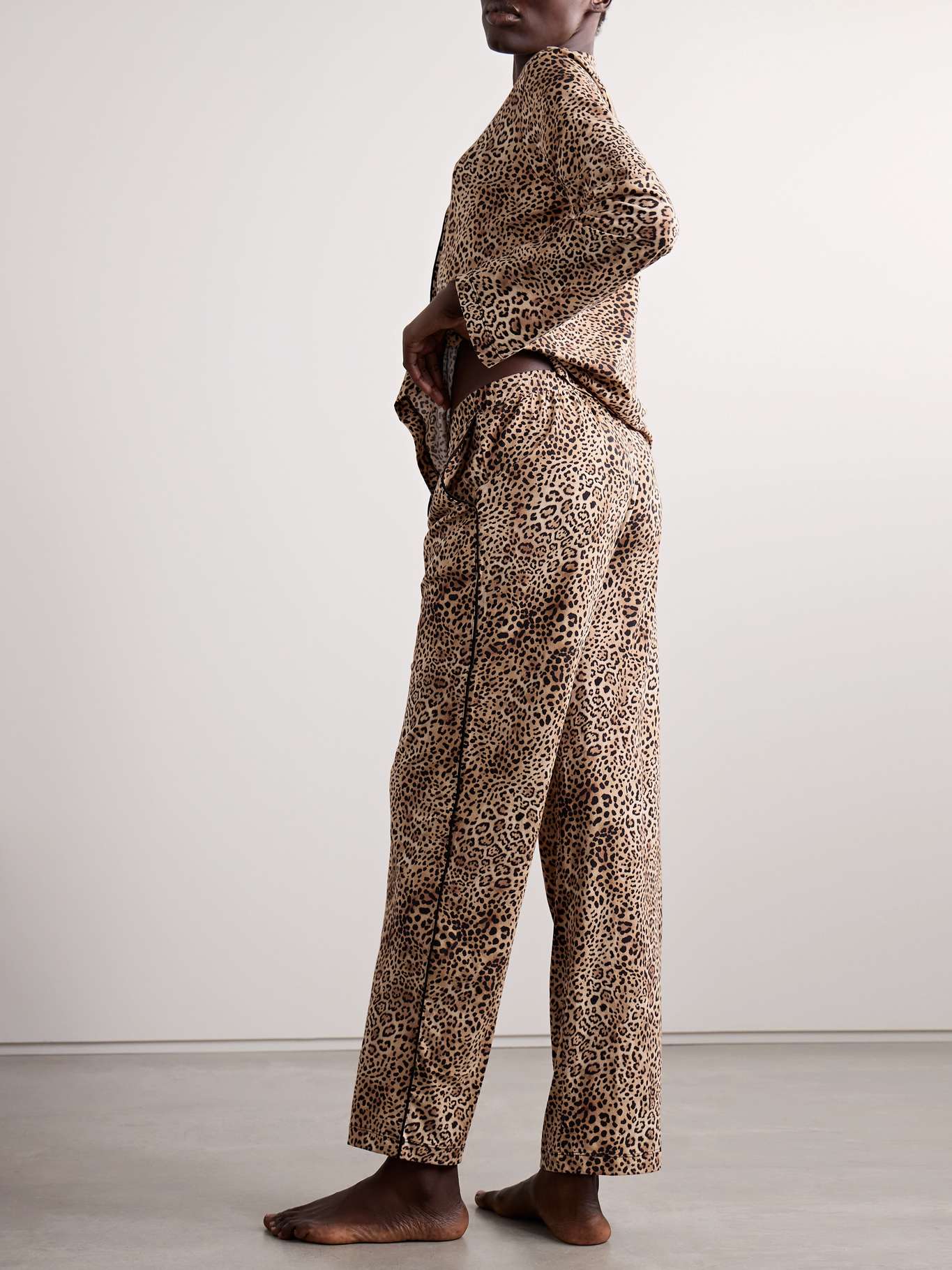 SKIN Cayla leopard-print organic Pima cotton-jersey pajama set | NET-A ...