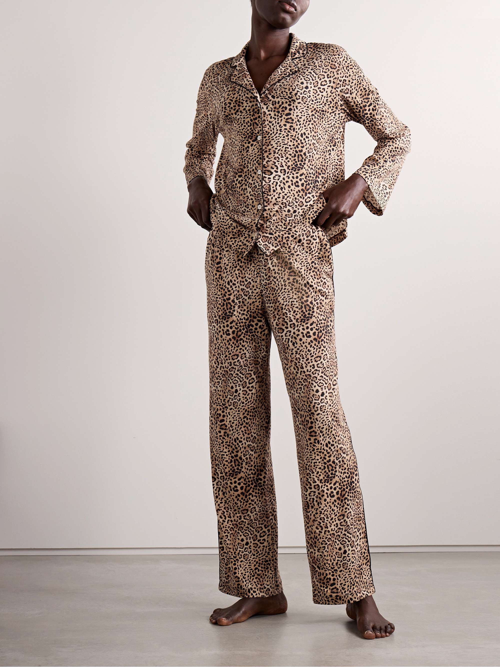 SKIN Cayla leopard-print organic Pima cotton-jersey pajama set | NET-A ...