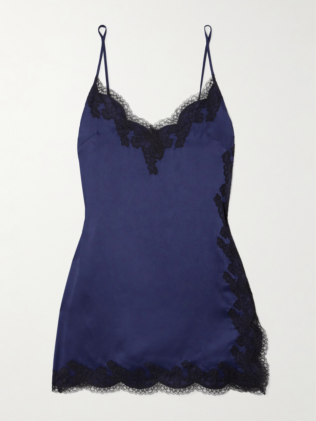 Agent Provocateur Amelea Lace-trimmed Silk-blend Satin Chemise In Blue ...