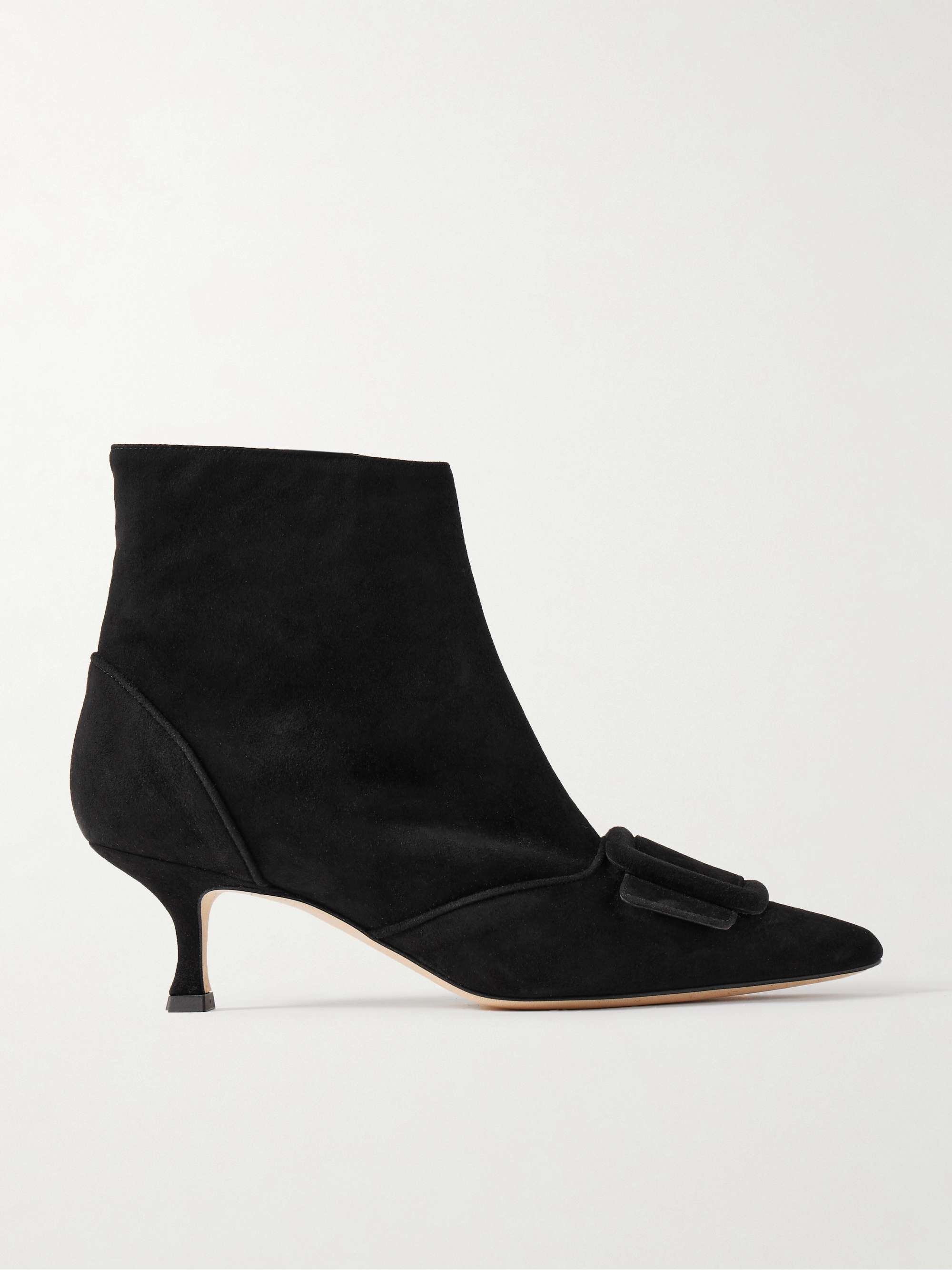 MANOLO BLAHNIK Baylow 50 buckled suede ankle boots | NET-A-PORTER
