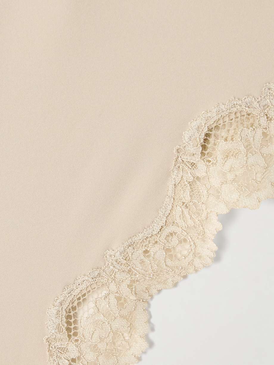 SKIMS Fits Everybody Corded Lace Cami Thong Bodysuit - Stone | NET-A-PORTER