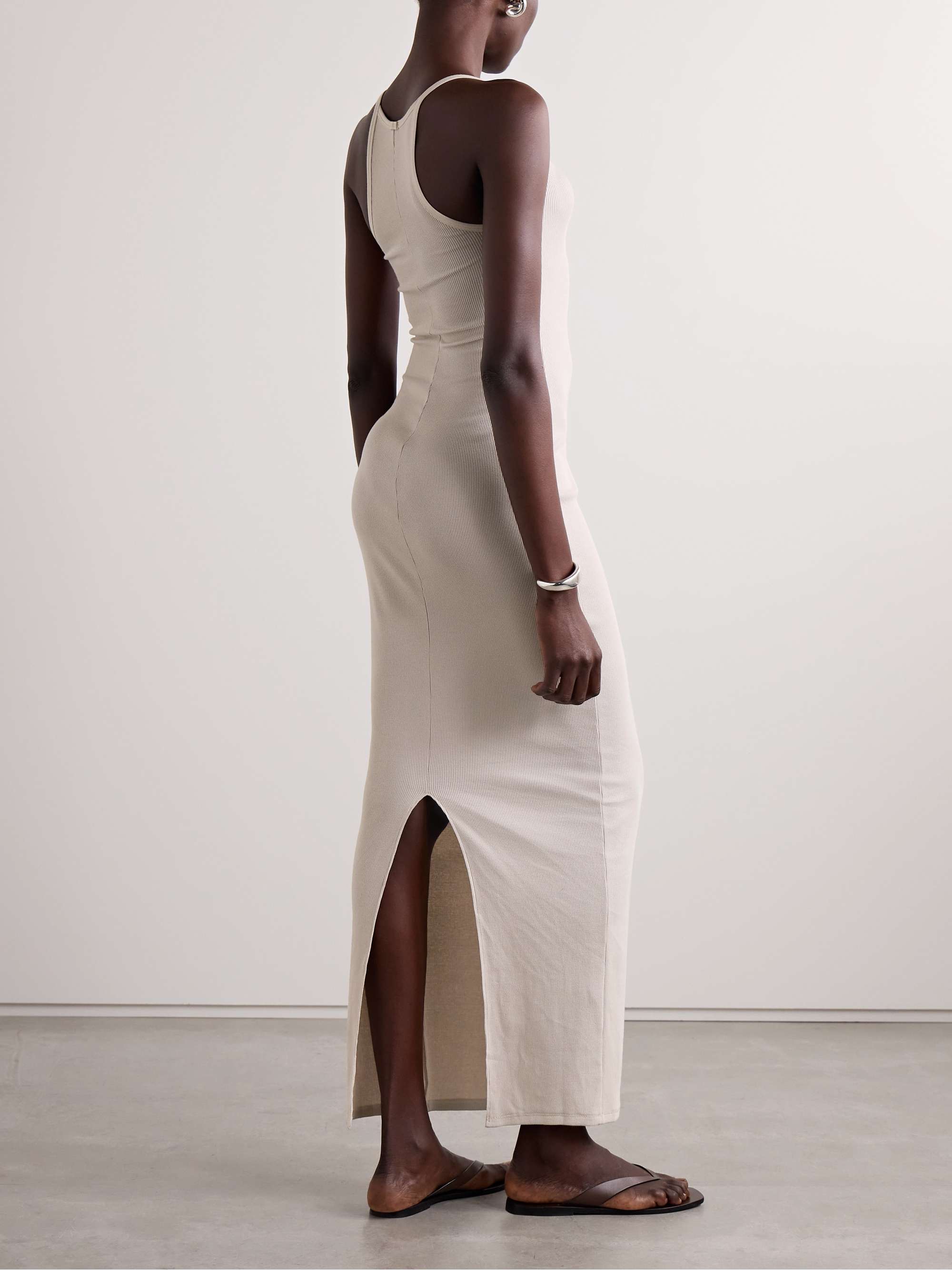 SKIMS Rib Long Tank Dress - Stone | NET-A-PORTER