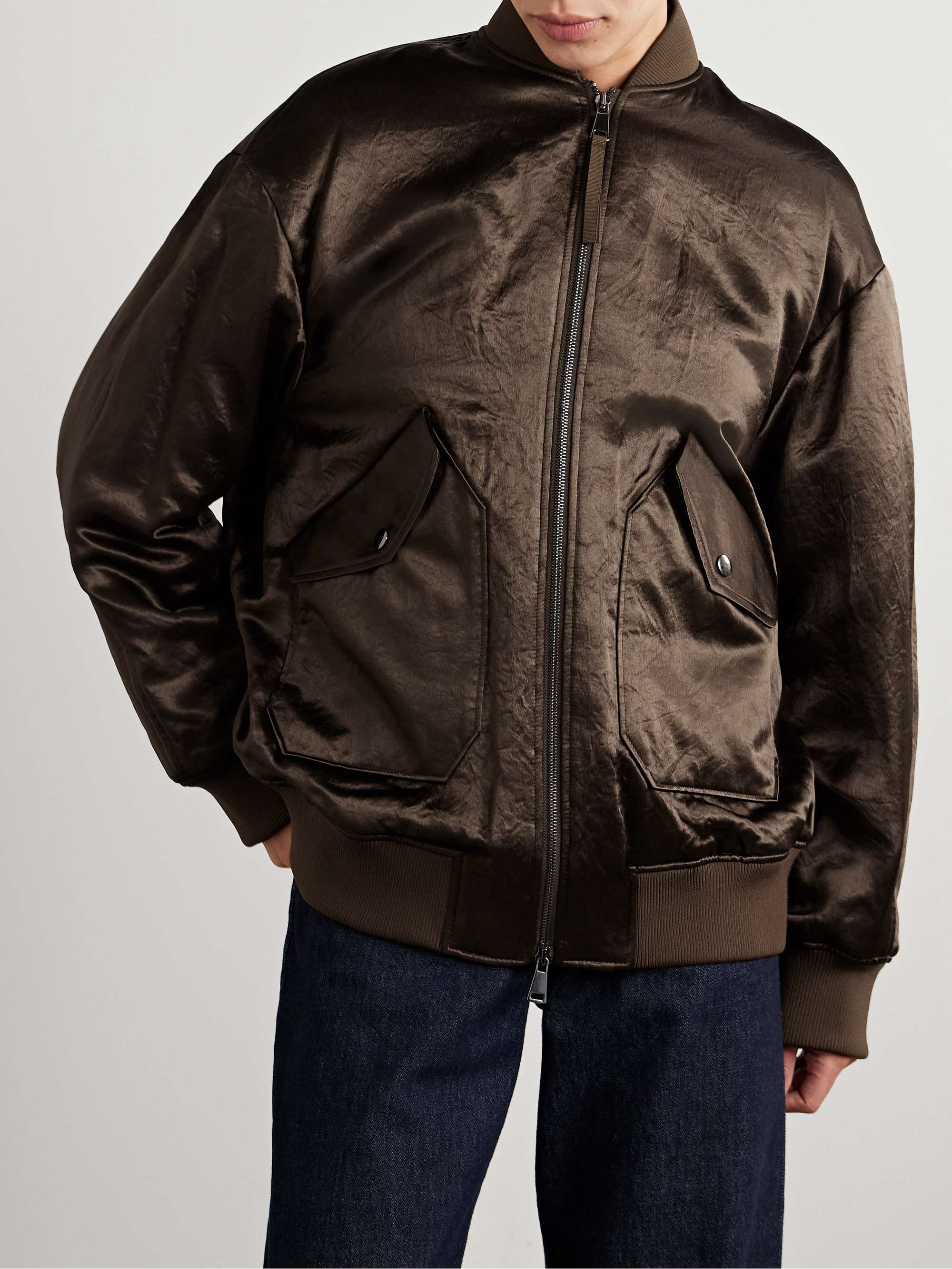 MAX MARA Imelde oversized hammered-satin bomber jacket | NET-A-PORTER