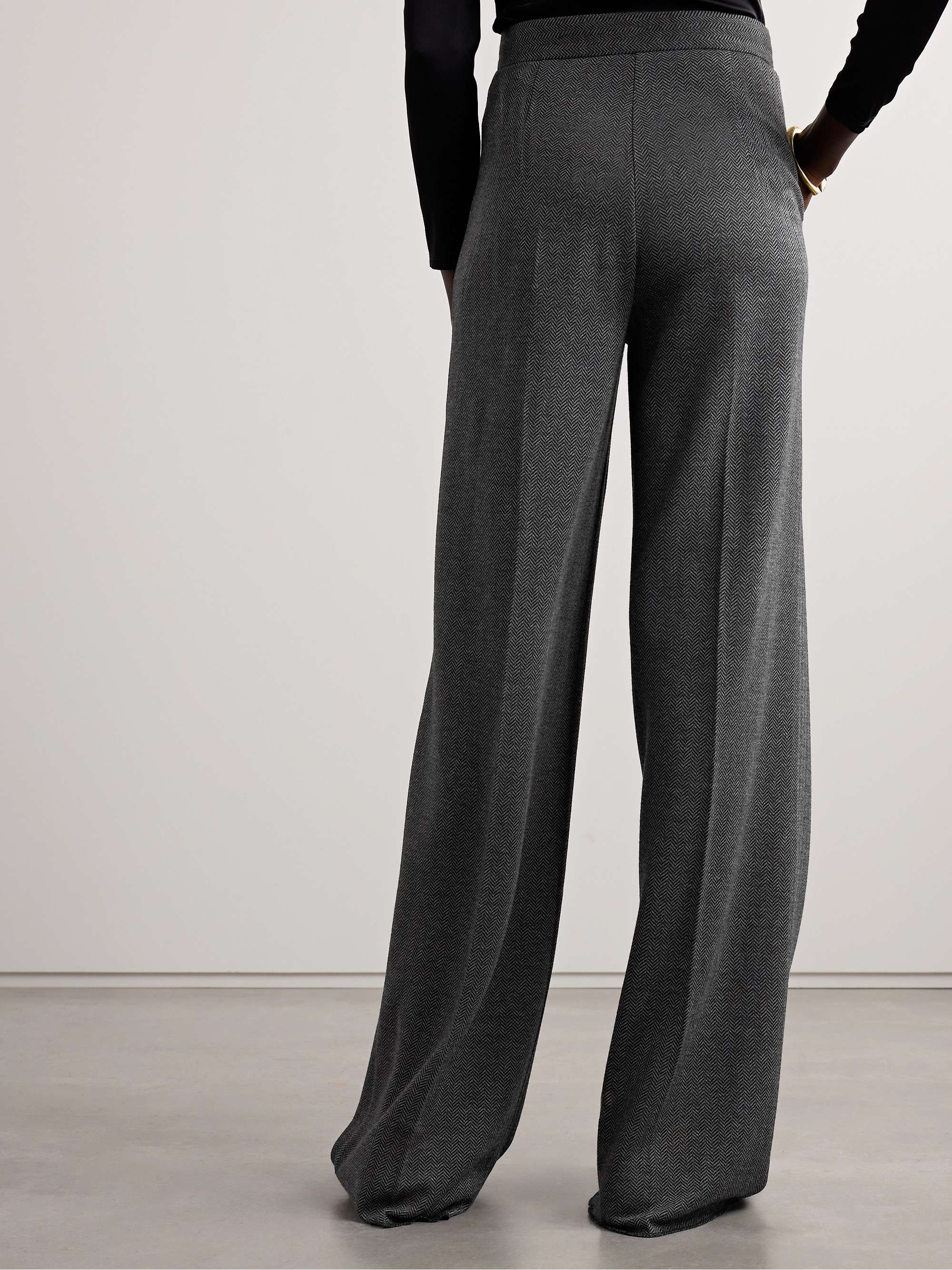 MAX MARA Pleated herringbone wool-blend wide-leg pants | NET-A-PORTER