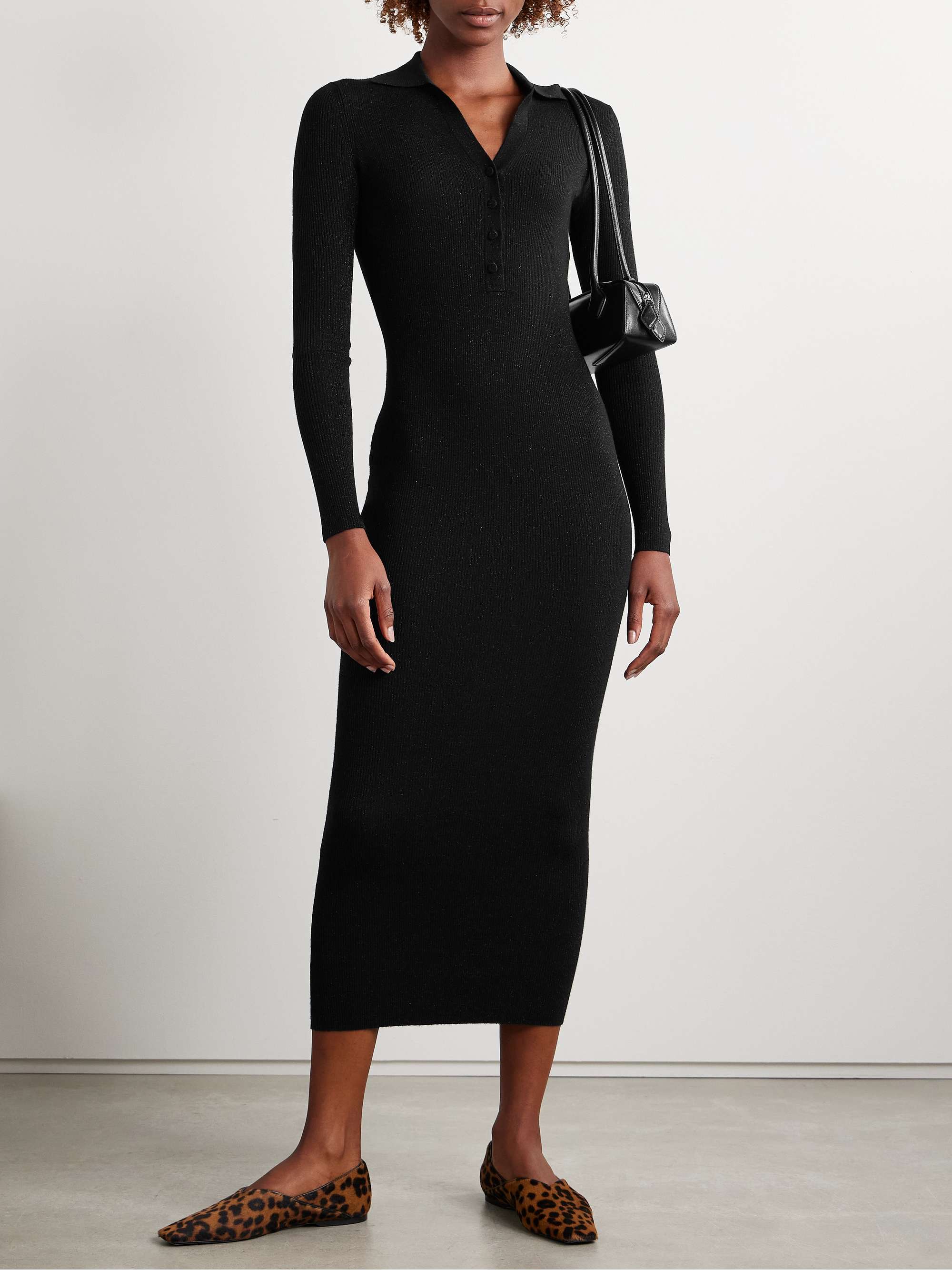 MAX MARA Frais ribbed metallic wool-blend midi dress | NET-A-PORTER